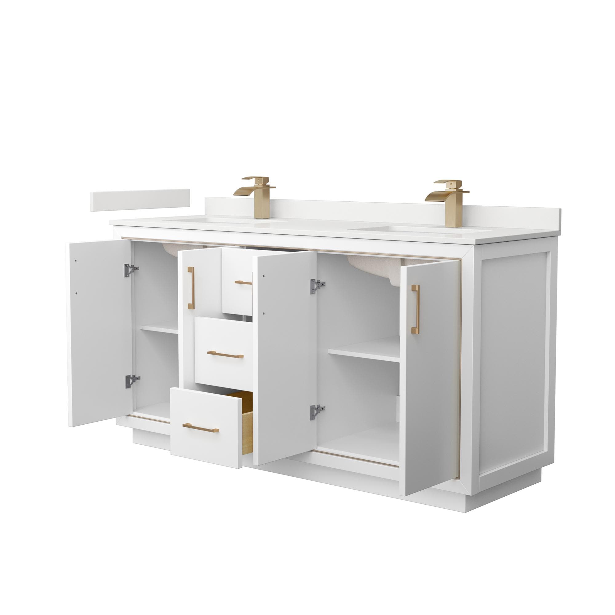 Wyndham Collection Icon 66-in White Undermount Double Sink Bathroom ...