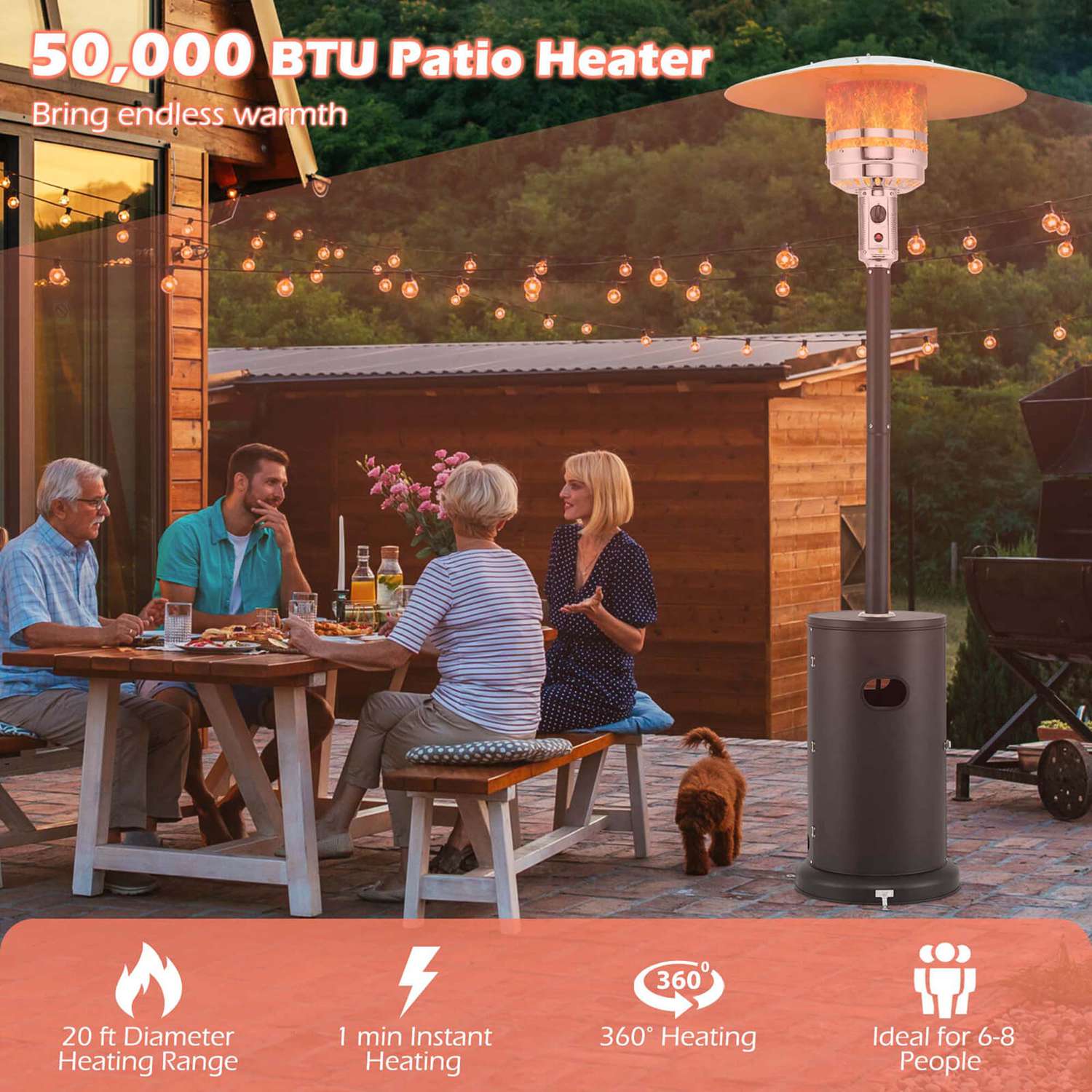 Costway 50000 BTU Patio Heater with Wheels Round Table Design and ...