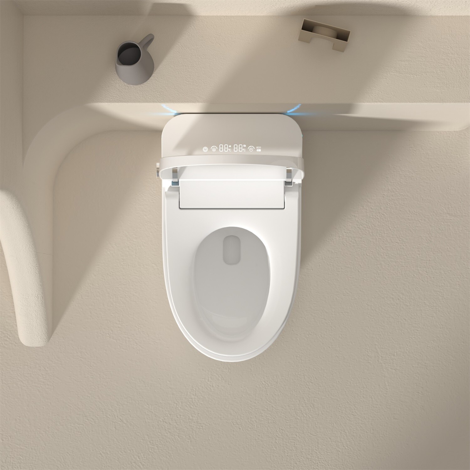 Mondawe White Elongated Standard Height Smart 12-in Rough-In Bidet in ...