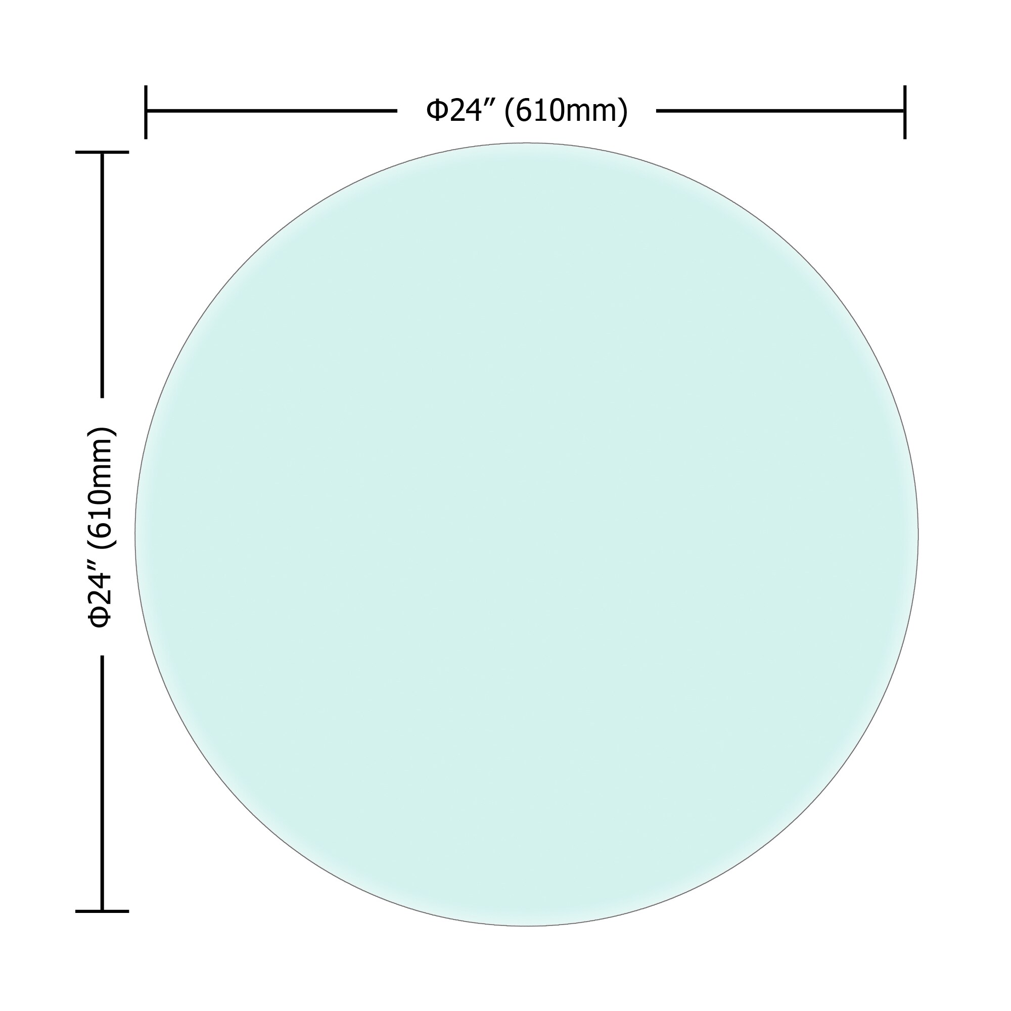 LUXEYARD 24Inch Round Tempered Glass Table Top Clear Glass 2 5 Inch ...