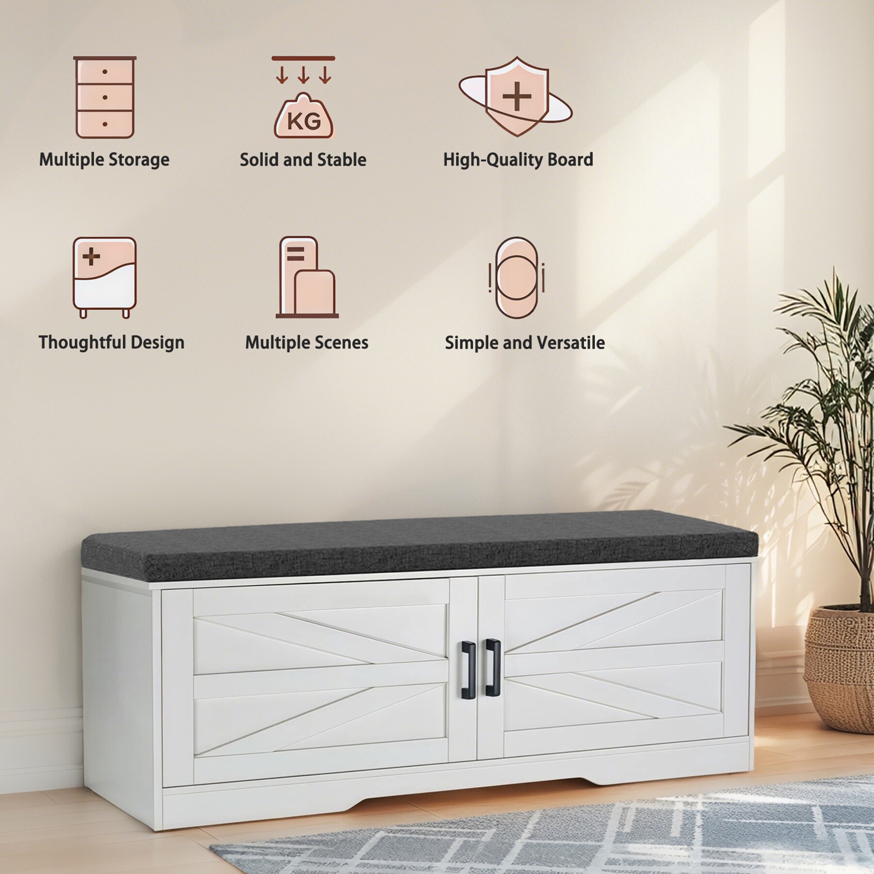 SINOFURN 17.7-in H 2 Tier 10 pair White MDF Shoe cabinet in the Shoe ...