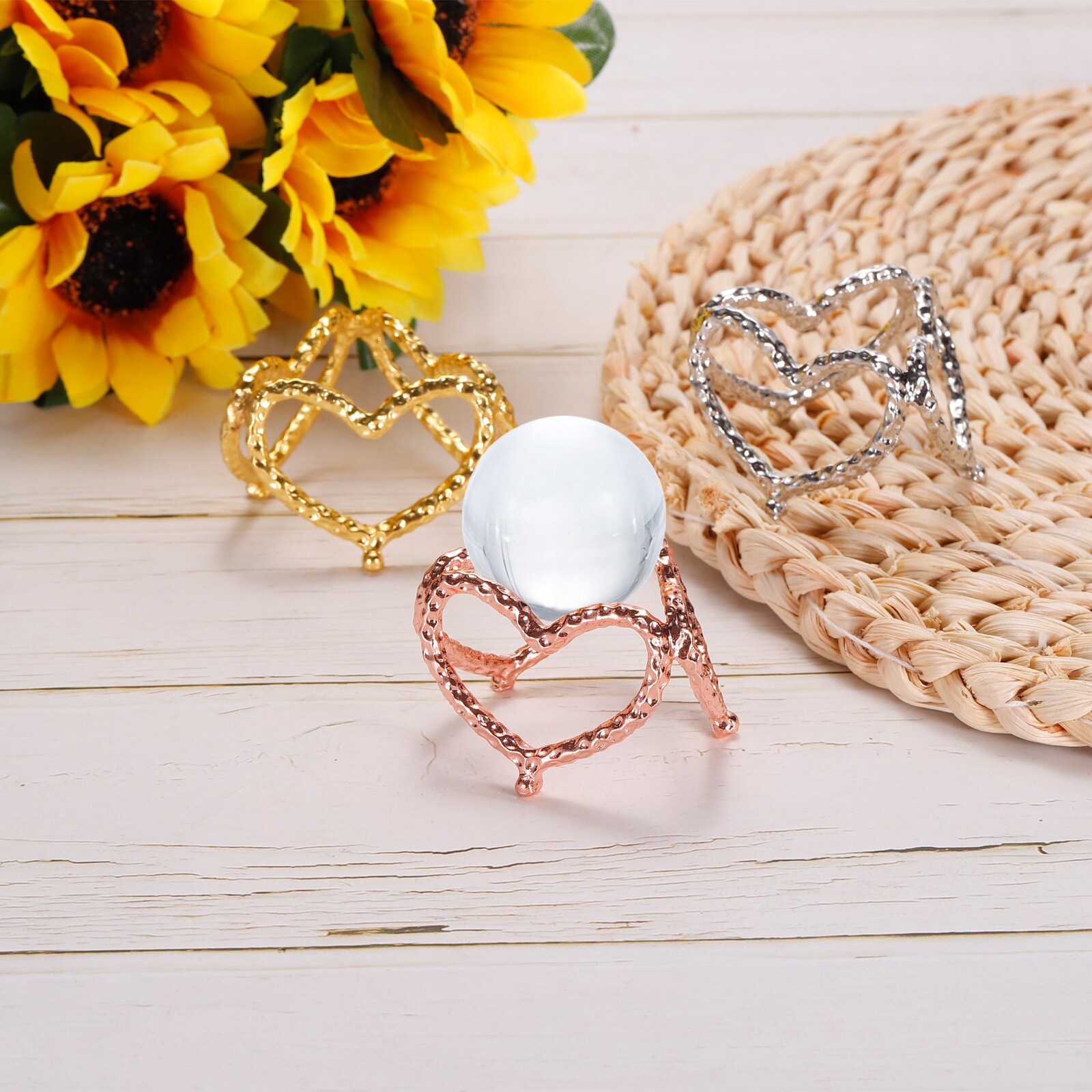 Unique Bargains Crystal Ball Display Holder Heart Shaped Egg Stand ...
