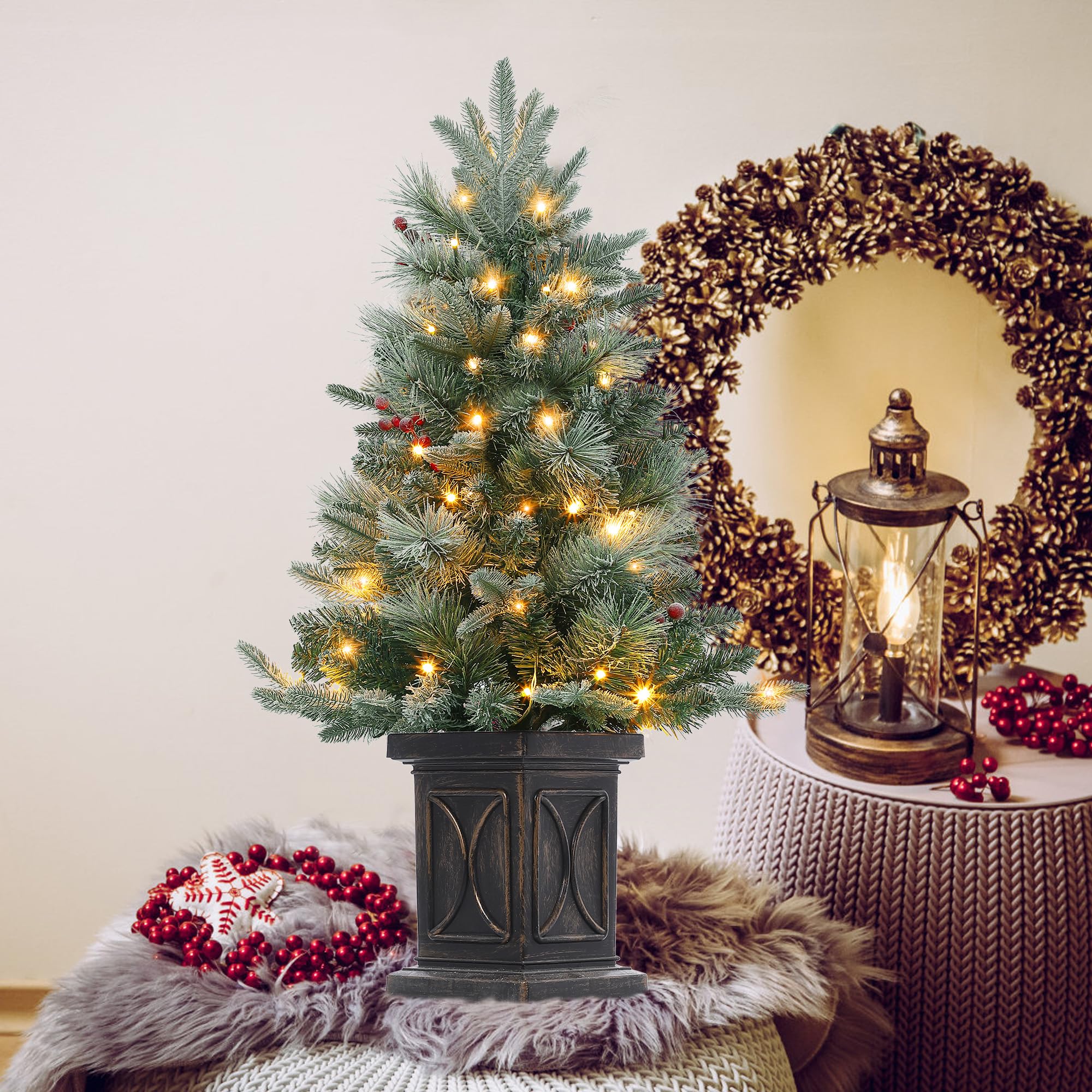 Garvee Three FT Frost Light Christmas Tree with 78 LED Lights 8 Modes ...