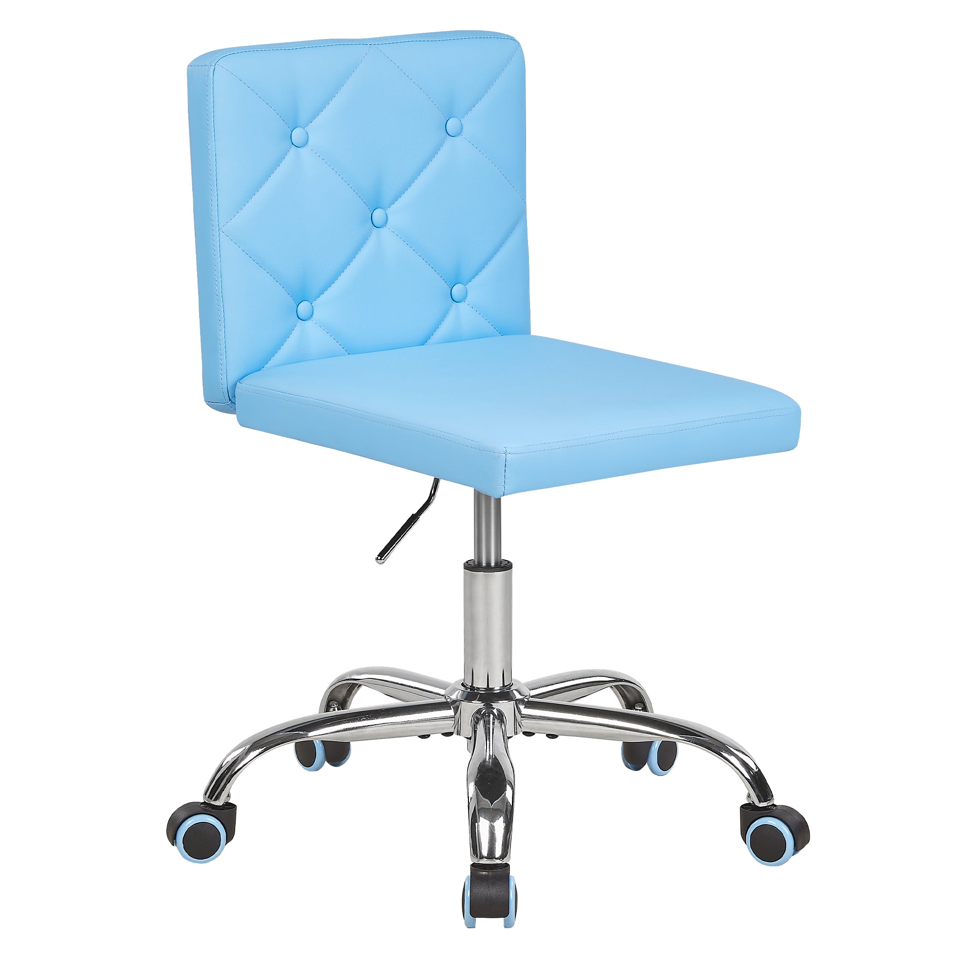 Vecelo Blue Armless Office Chair Stylish Desk Chair PU Leather Swivel ...