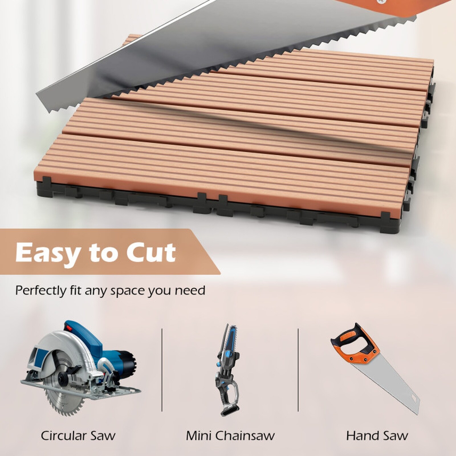 SUGIFT Interlocking Deck Tiles 12-in x 12-in 18-Pack 18-sq ft WPC ...
