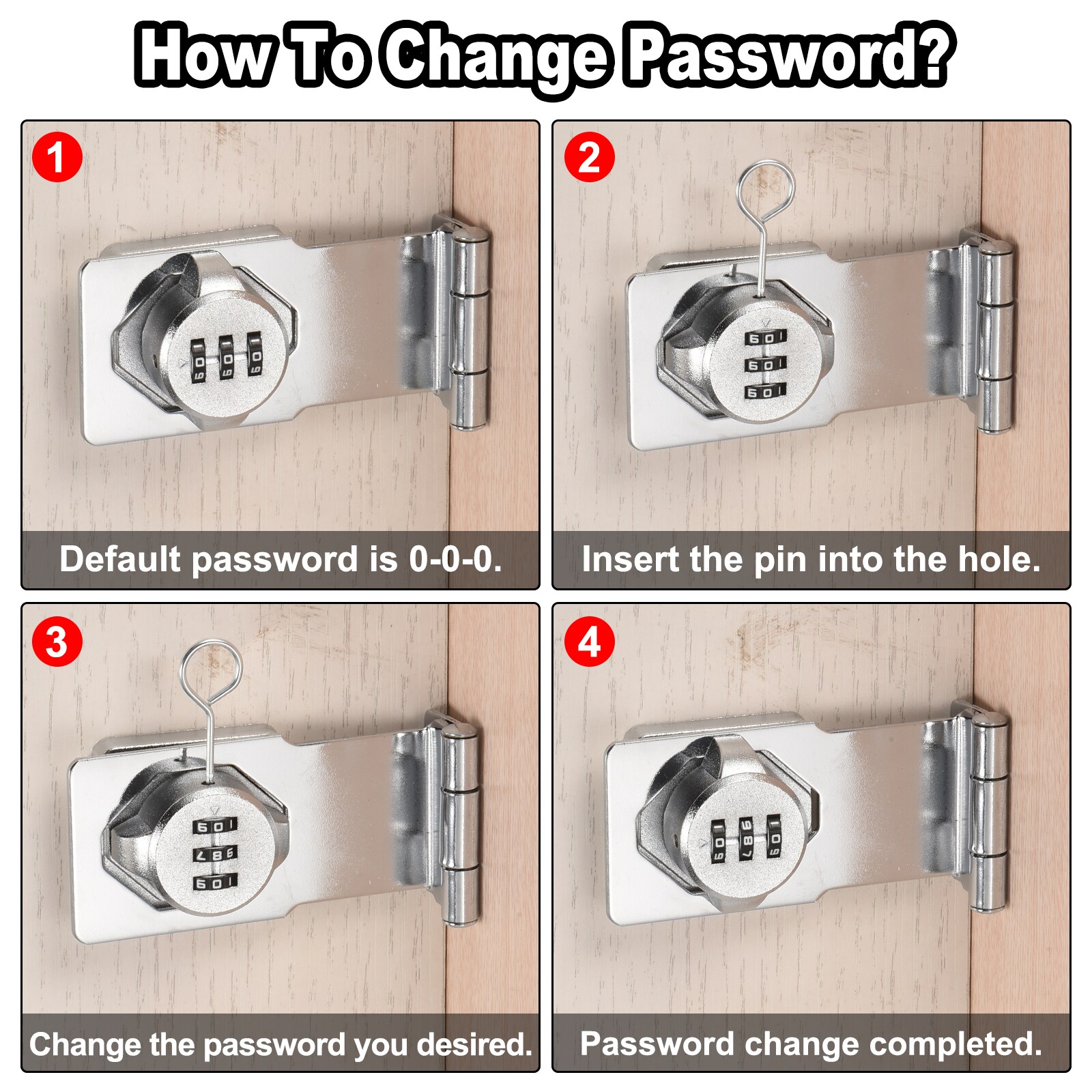 Unique Bargains Password Hasp Locks Cabinet Door Combination Lock 90 ...