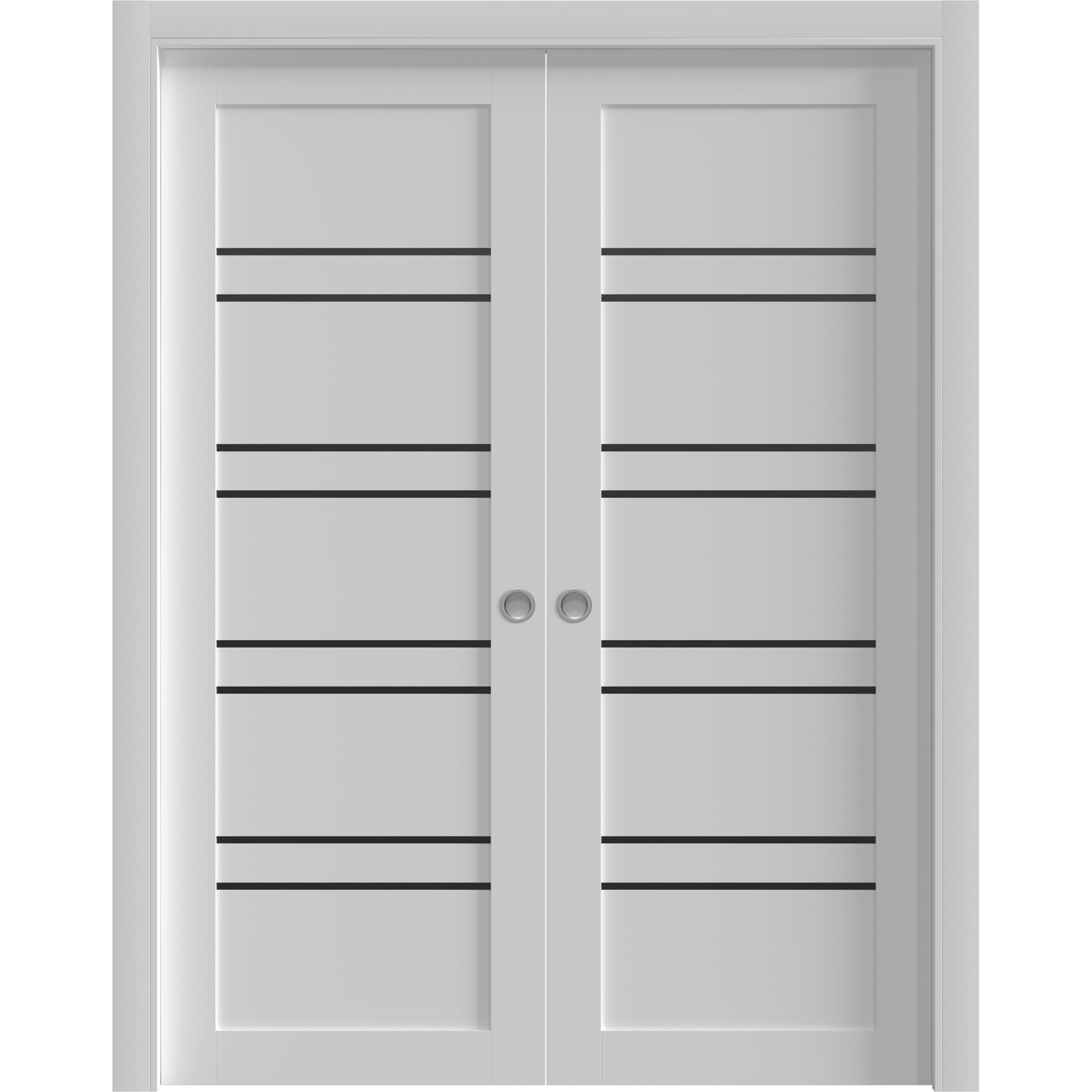 SARTODOORS Double Pocket Doors 64 x 96 in - LUNO 1094 White with Black ...