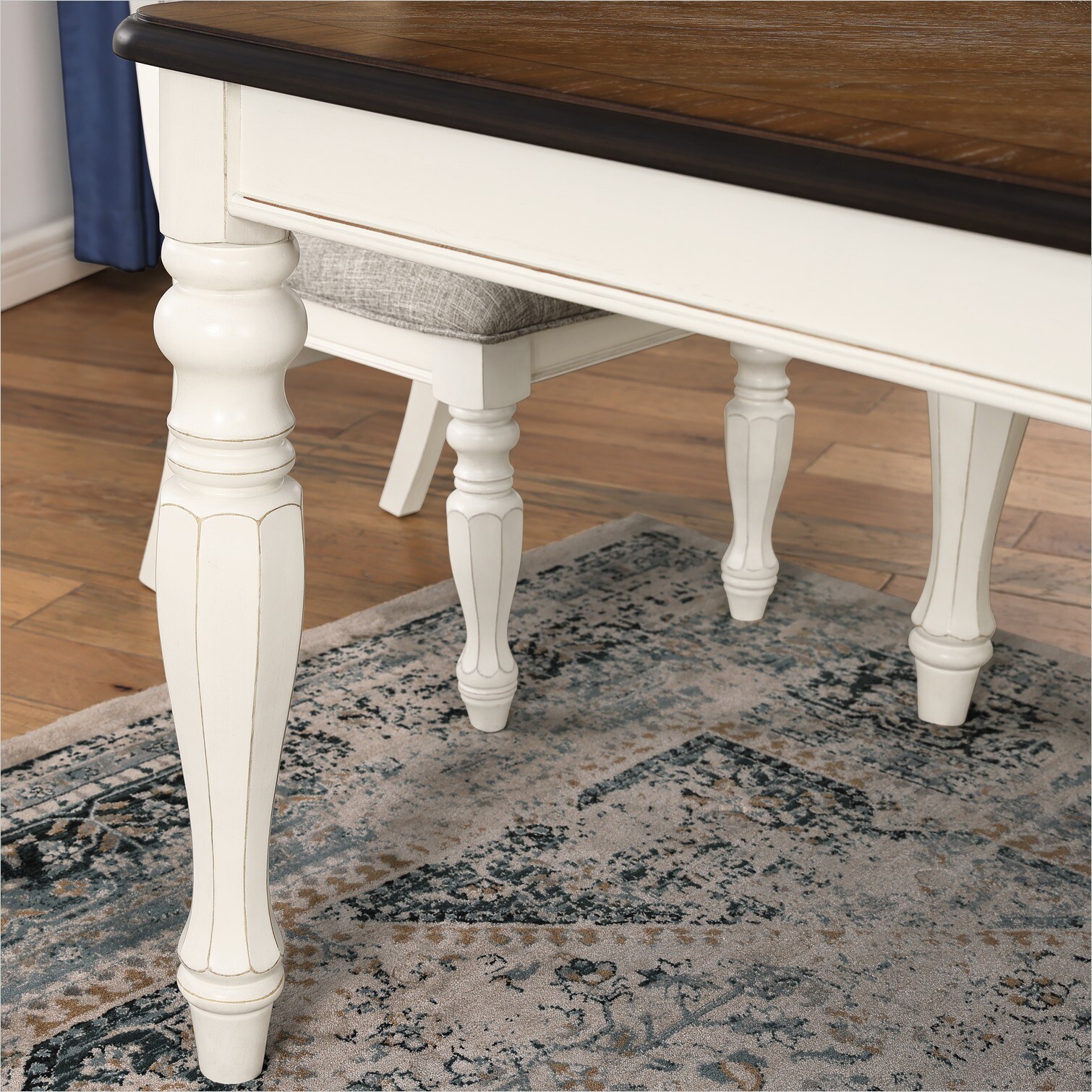 Watnature Rectangle Dining Table in White Finish with Weathered Oak Top ...