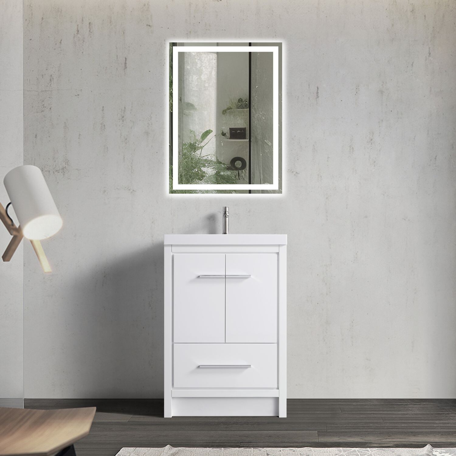 waterpar 24-in White Undermount Single Sink Bathroom Vanity with White ...