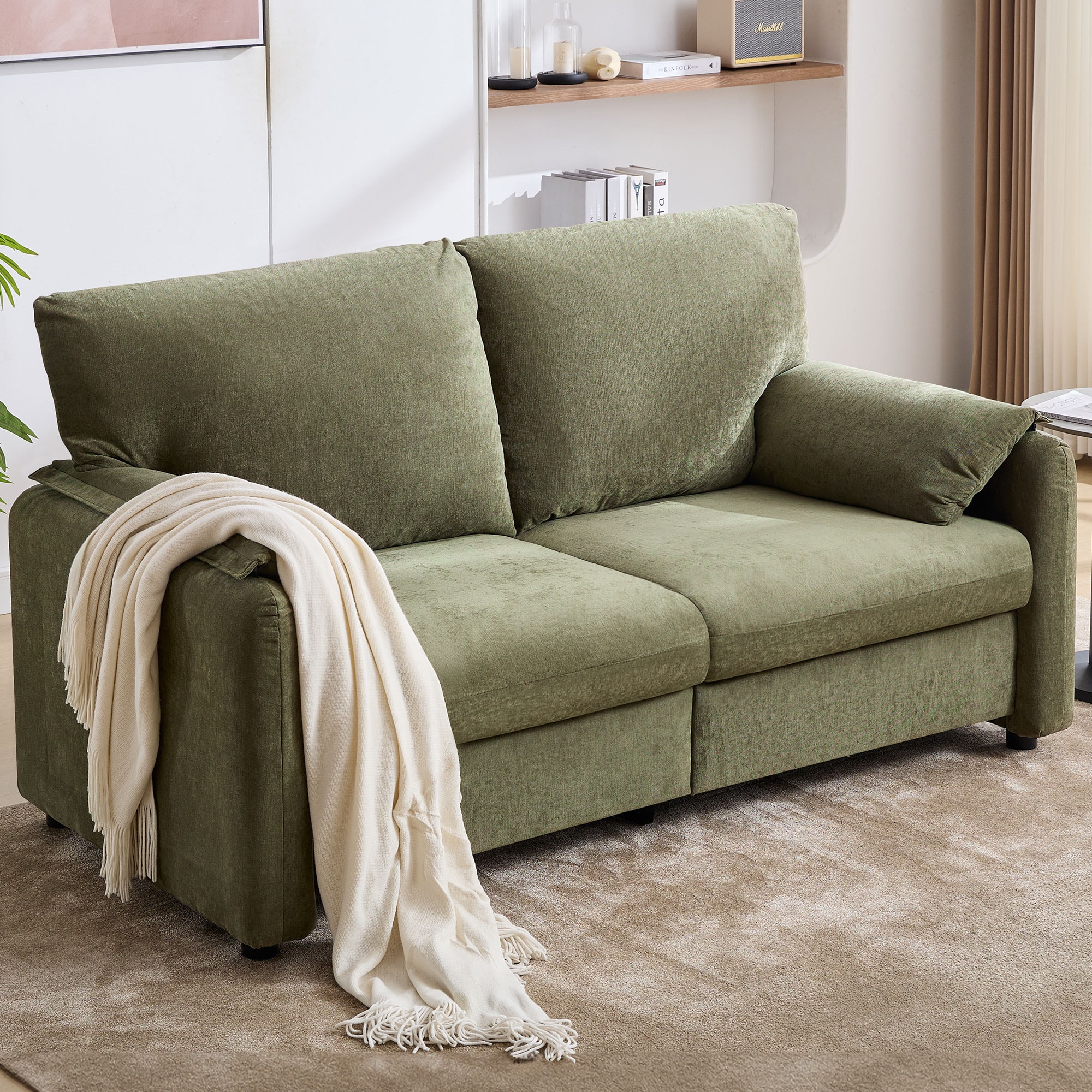 GDFStudio Lennox Fabric Chenille Sofa 60 In with Minimalist Style ...