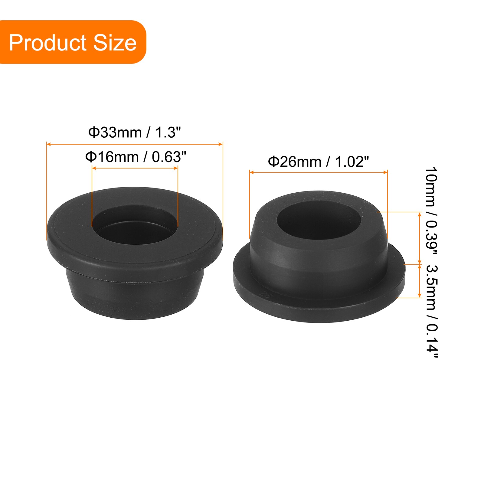 Unique Bargains 4pcs 5/8Inch ID 1Inch Drill Hole Rubber Grommets Top ...