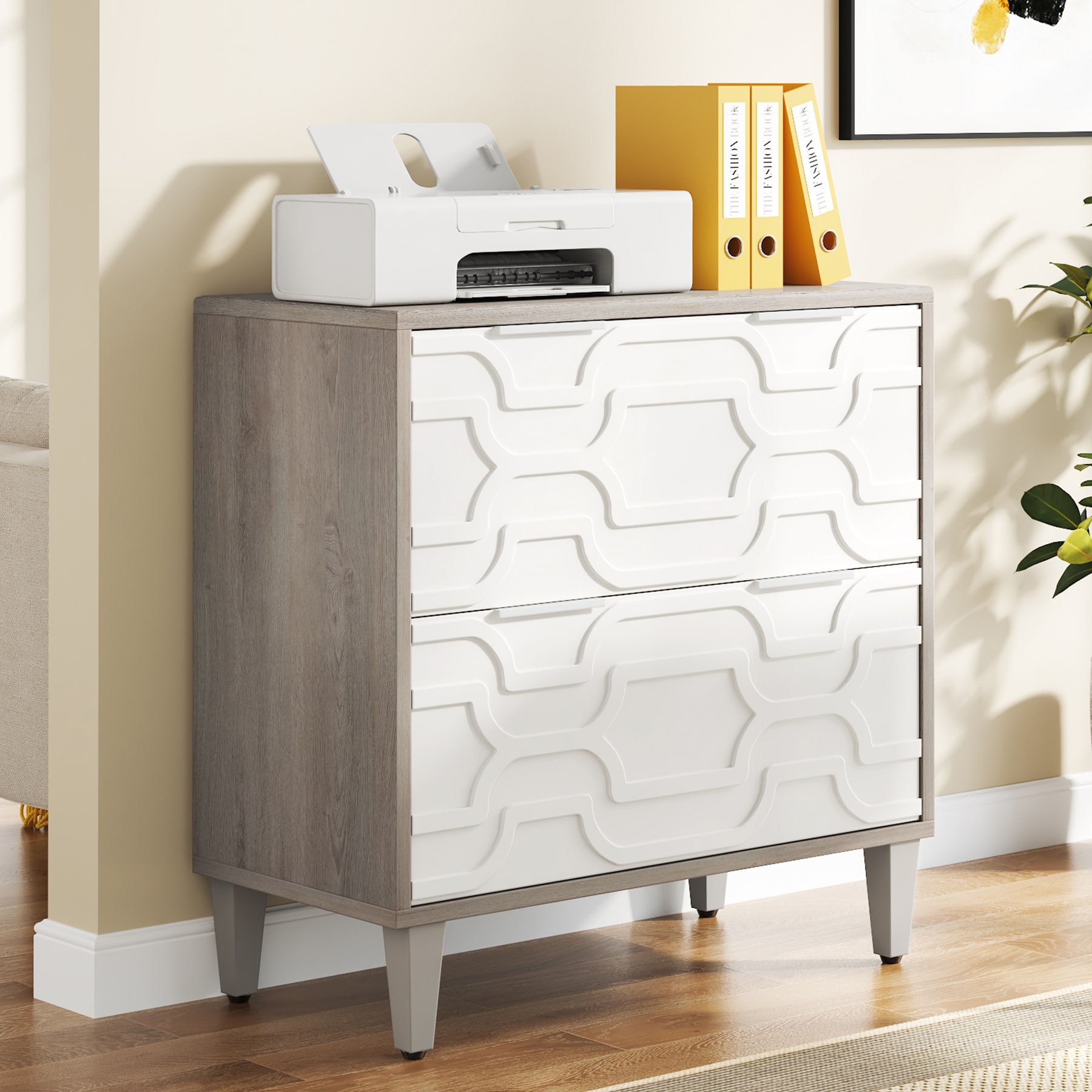 Fnova Gray and White 2 -Drawer 32.5-in File Cabinet in the File ...