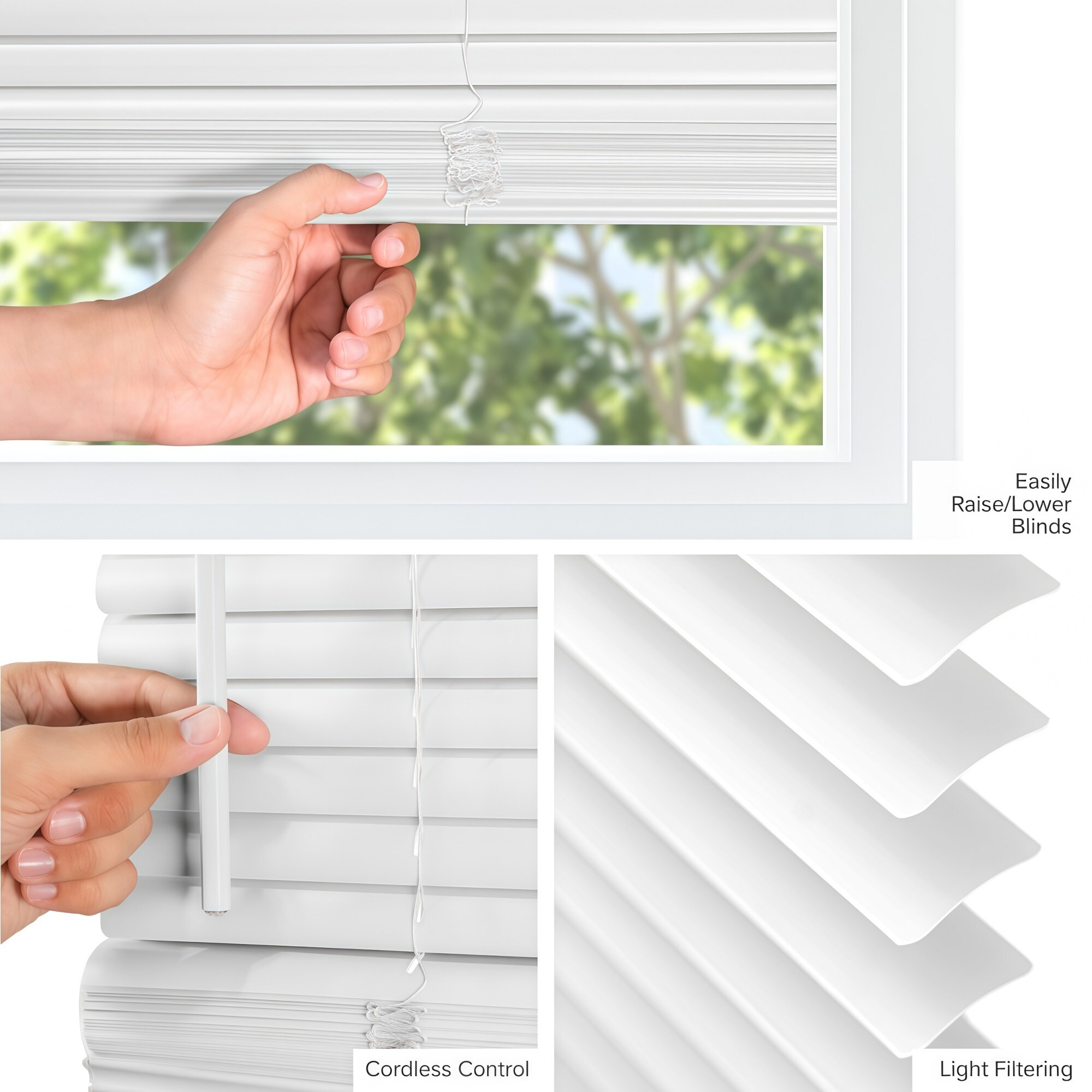 Numhew 12in W 48in H Cordless Vinyl 1-Slat White Horizontal Mini Blind ...