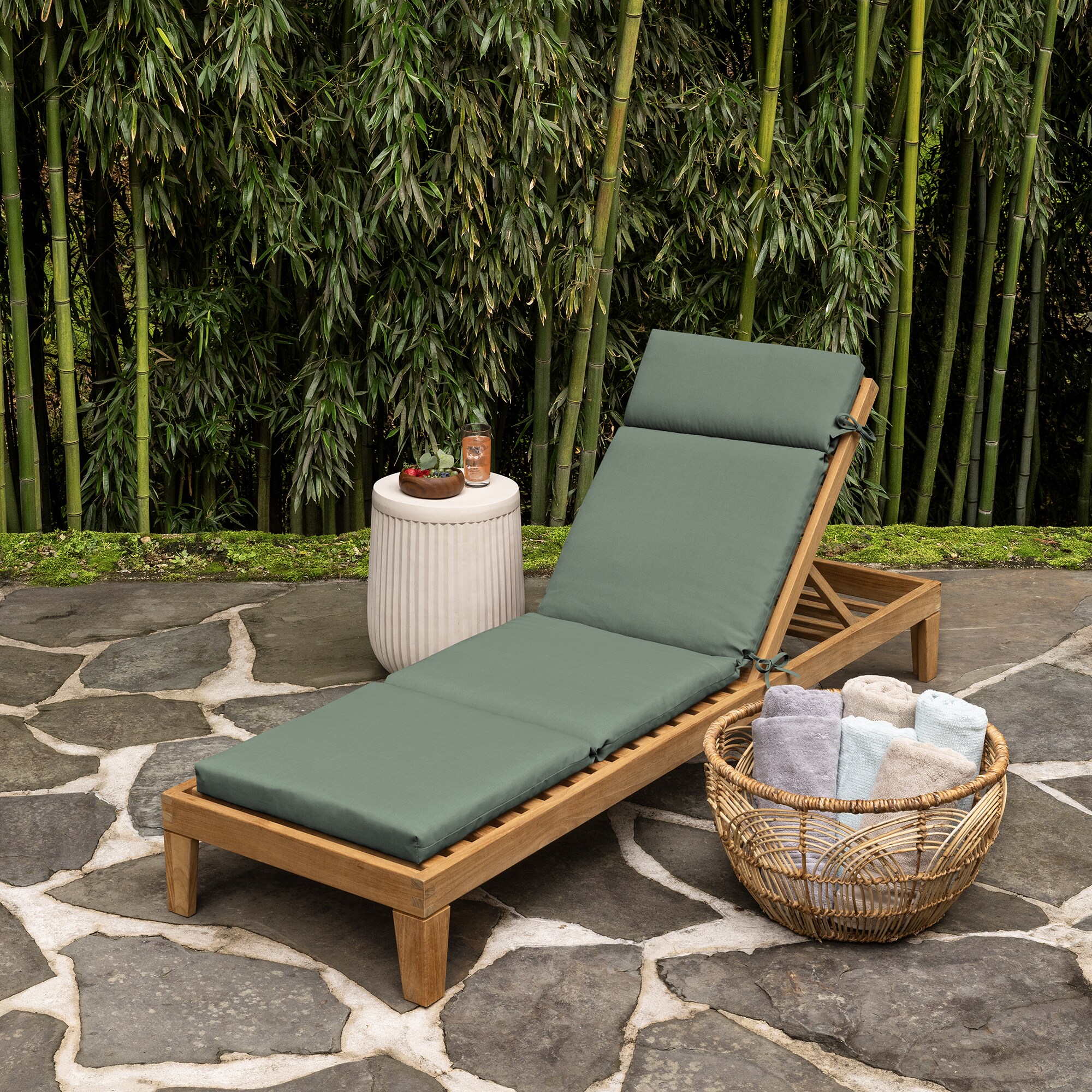 ARDEN 42.5-in x 21-in Sage Green Texture Patio chaise lounge chair ...