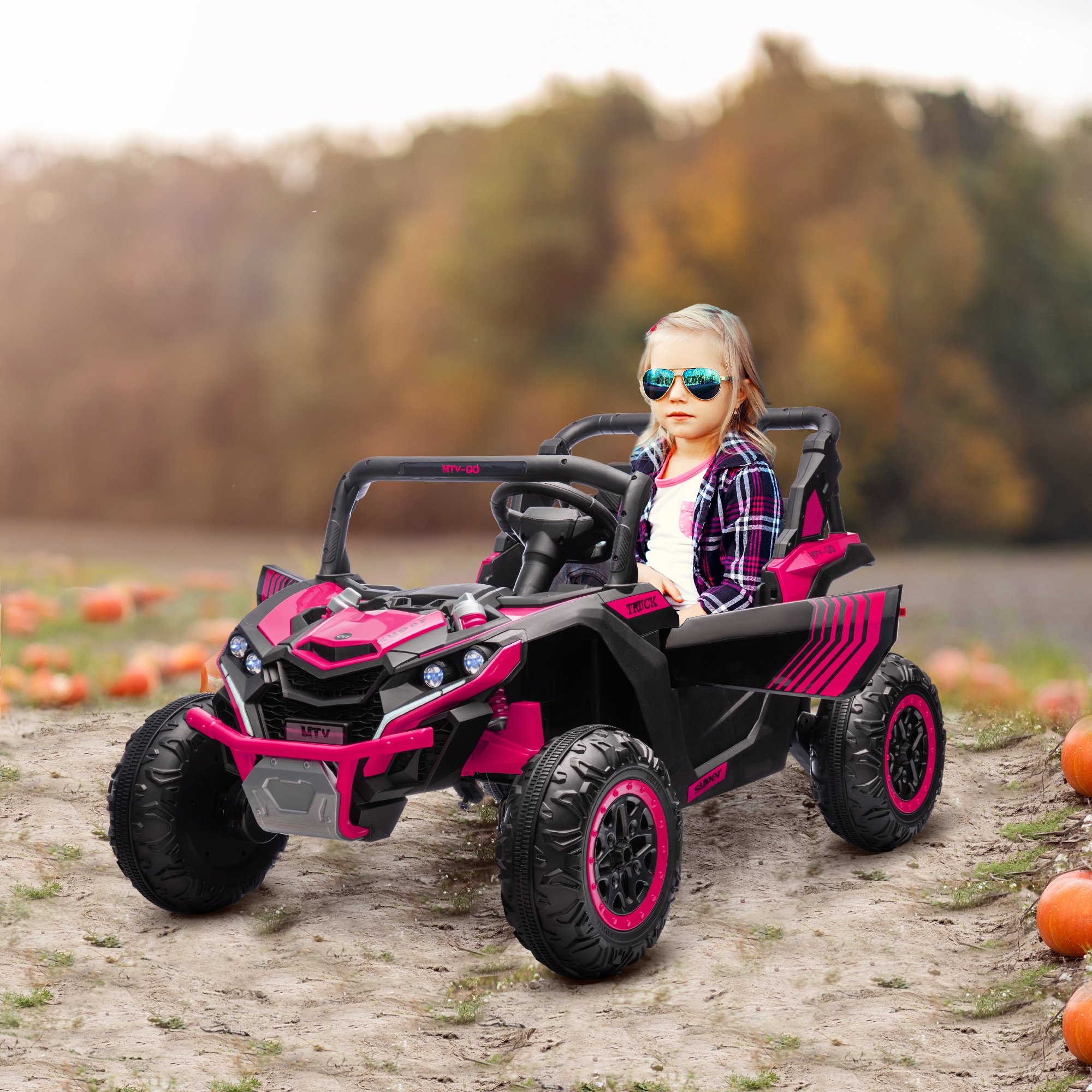 Qaba 24V 7AH Ride on Car 2 Seater 4 MPH Ride on UTV Battery Powered Toy ...