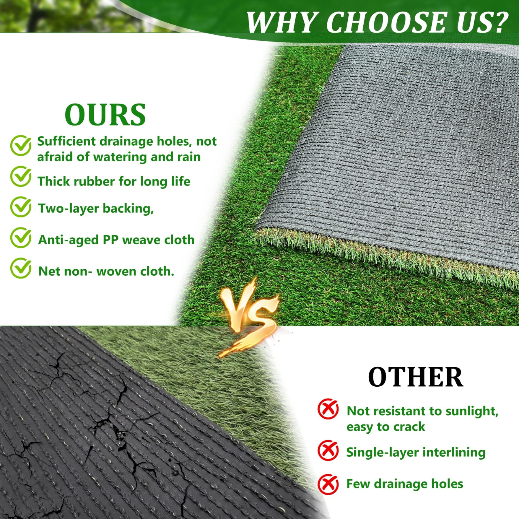 Huluwat 7FTX10FT Outdoor Artificial Grass Runner Rug Thick Realistic ...