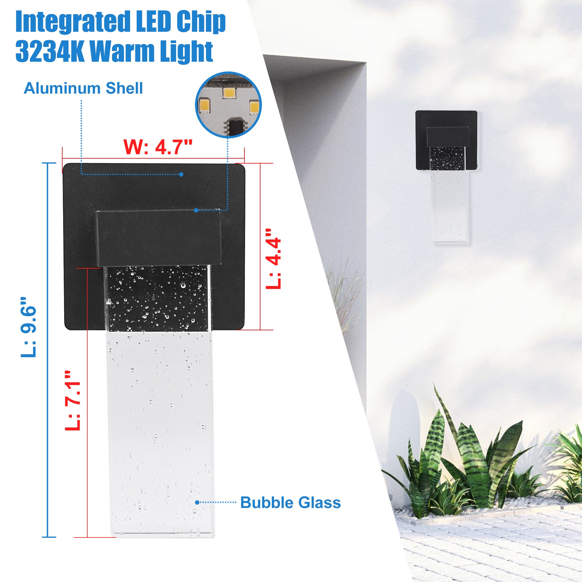 Lucere Wall Lantern 4.7-in 1-Light Matte Black Modern/Contemporary LED ...