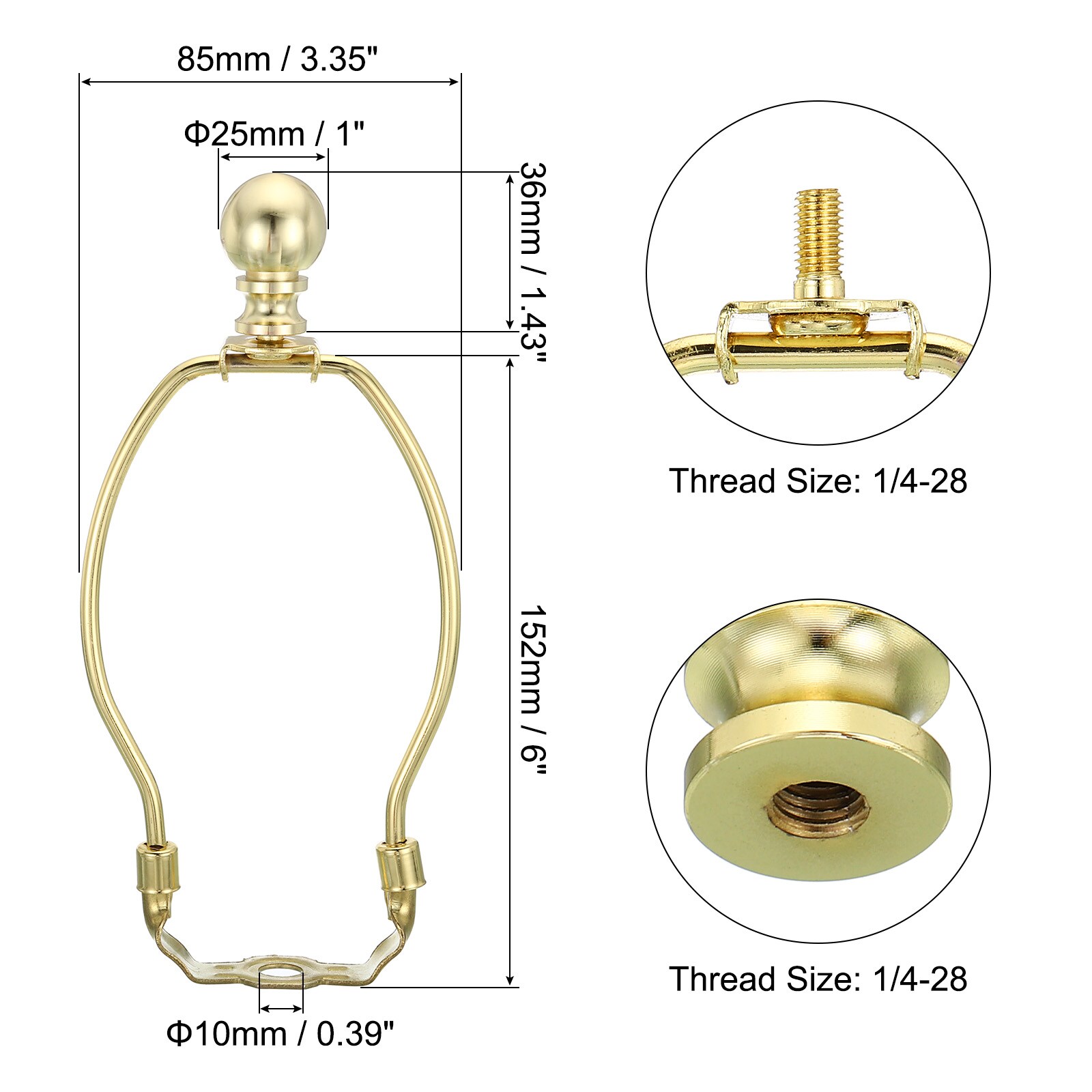 PATIKIL 6inch Lamp Harp Kit with Finial 1 Set Detachable Shade Bracket ...