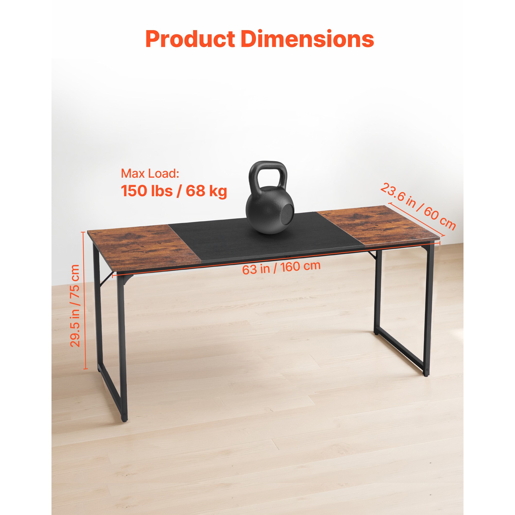 VEVOR Computer Desk 63 Inch Office Gaming Desk for Home Office Writing ...