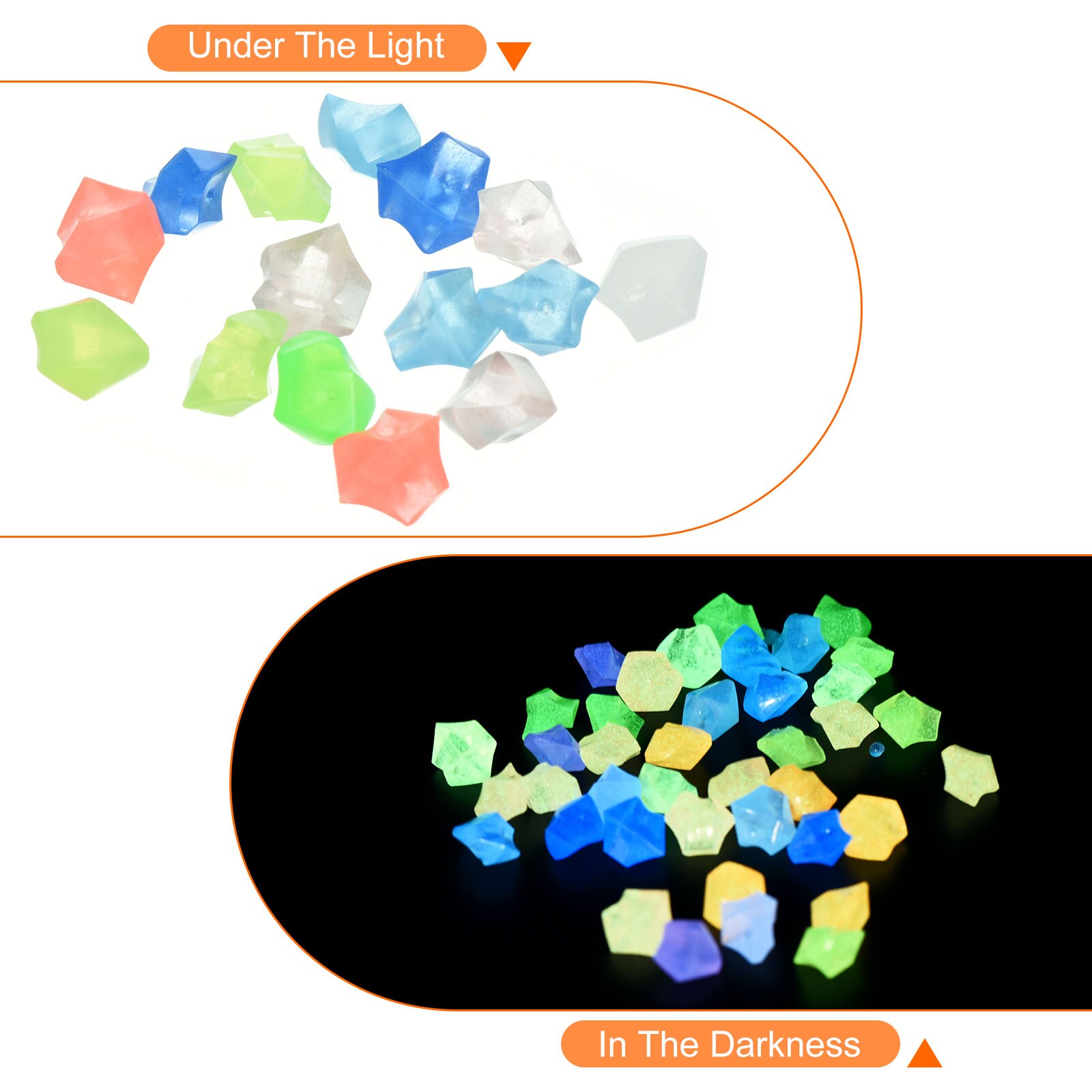 Unique Bargains 300pcs Glow Rocks 8-10mm Glow Pebbles Decoration in the ...
