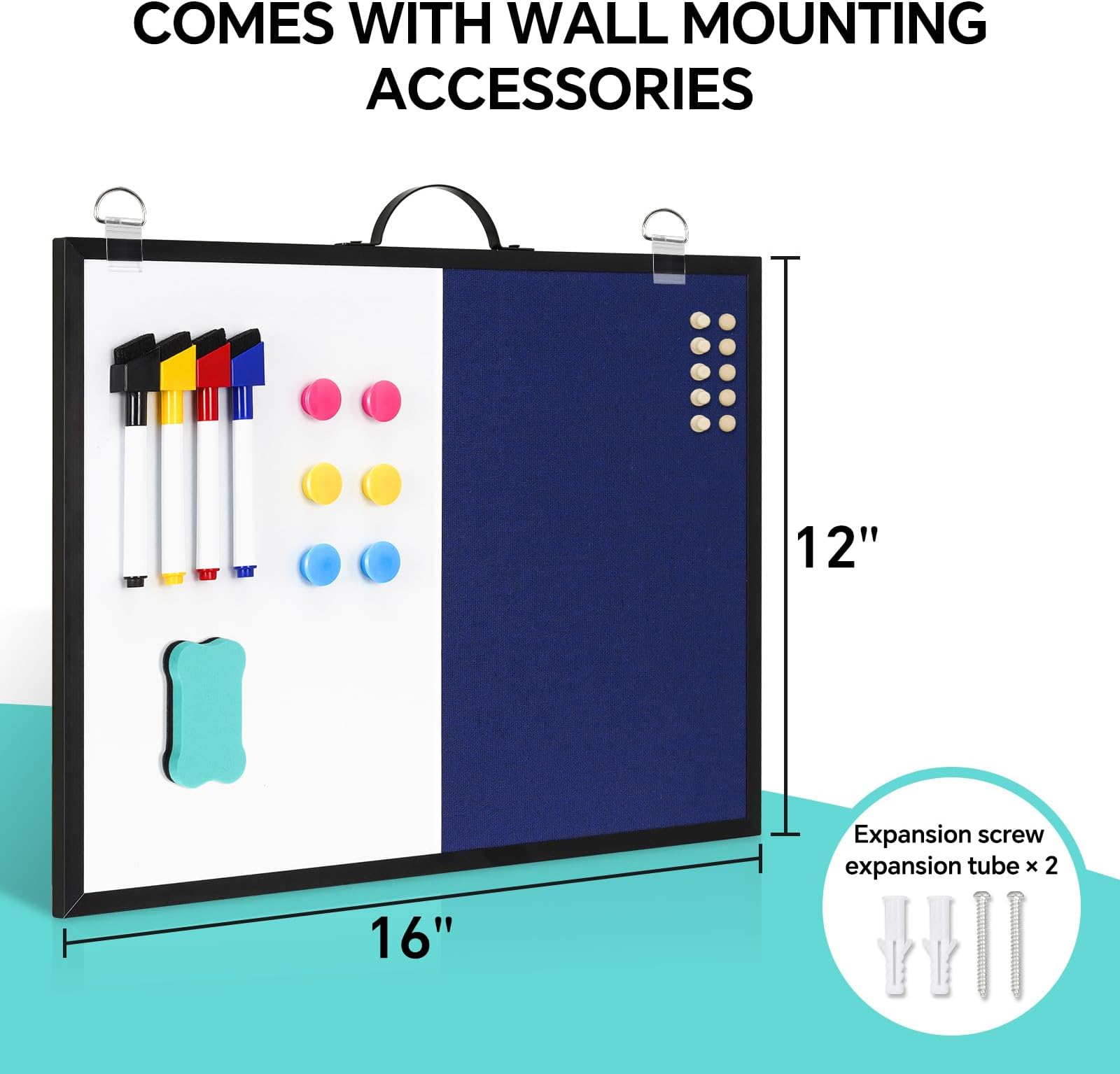 Afoxsos 16 x 12 Inch Double Sided Magnetic Whiteboard and Fabric ...