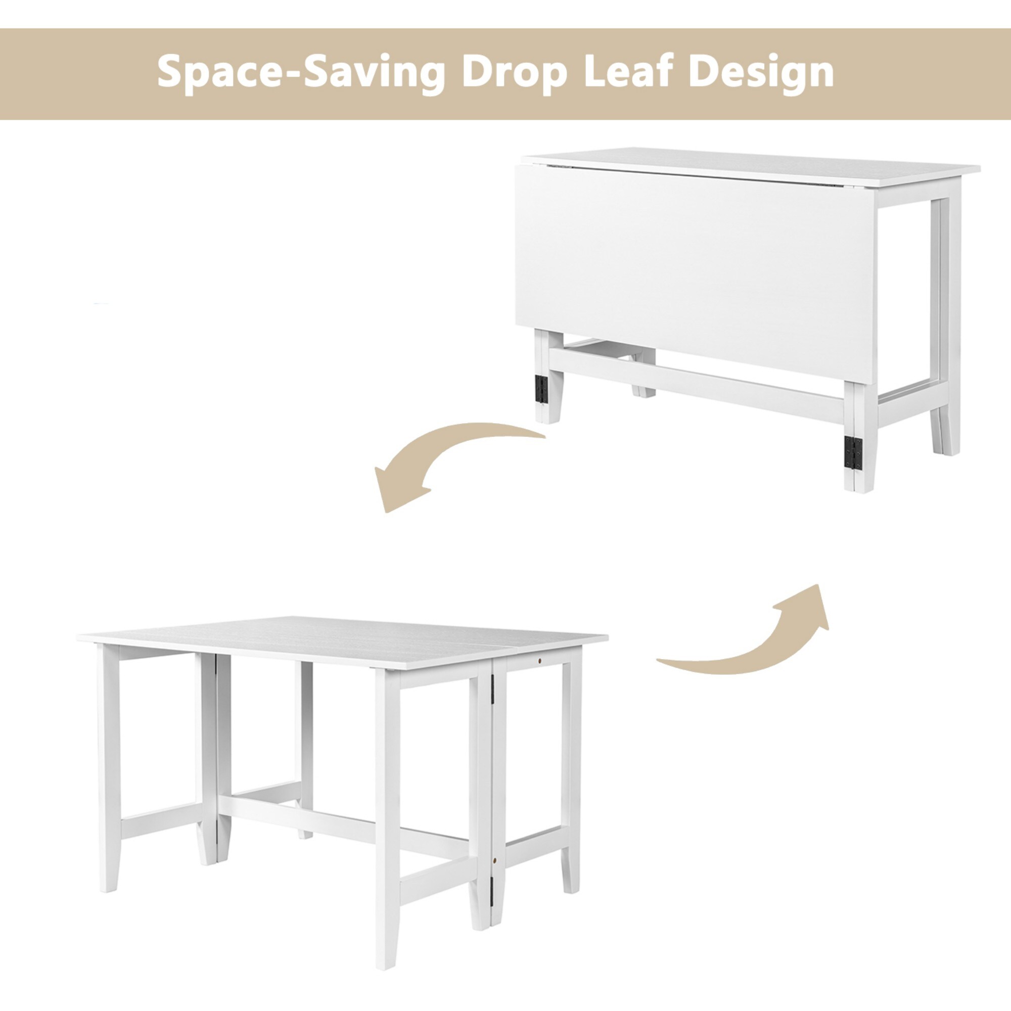 Dimakai Farmhouse Wood Extendable Dining Table with Drop Leaf for Small ...
