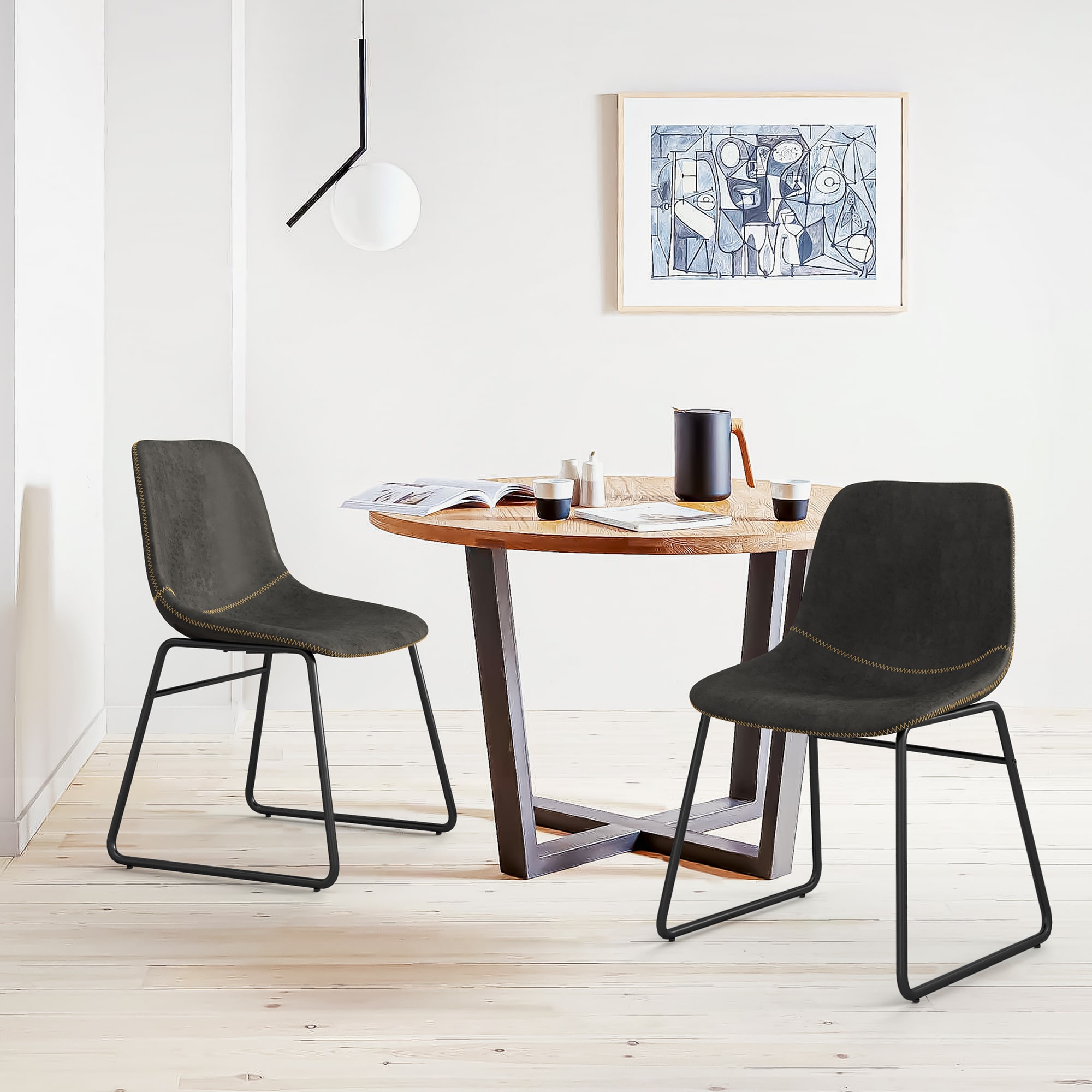 LUE BONA Set of 2 Faux Leather Contemporary/Modern Upholstered Dining ...