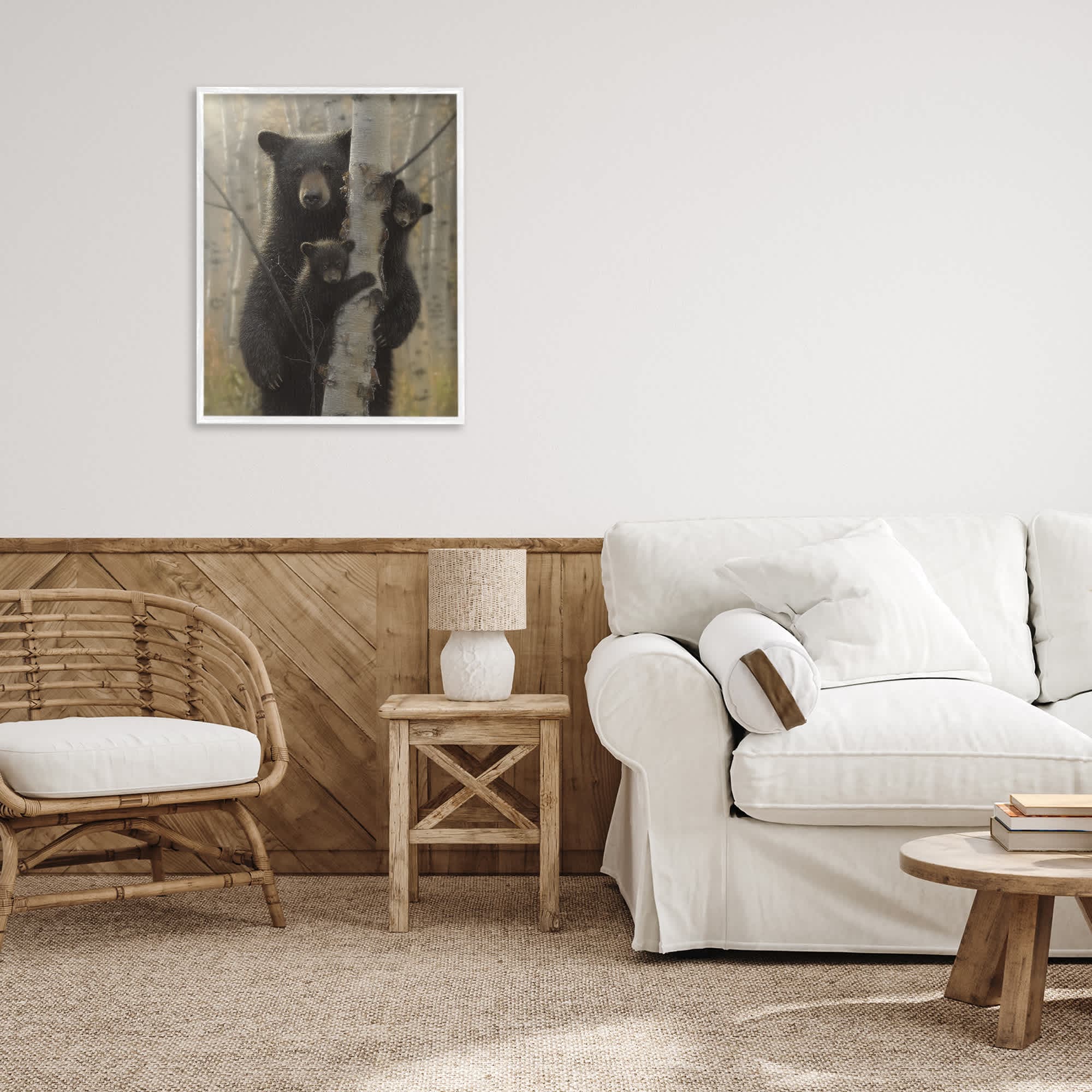 Stupell Industries Mama Bear Behind Tree White Framed Giclee Art 16 x ...