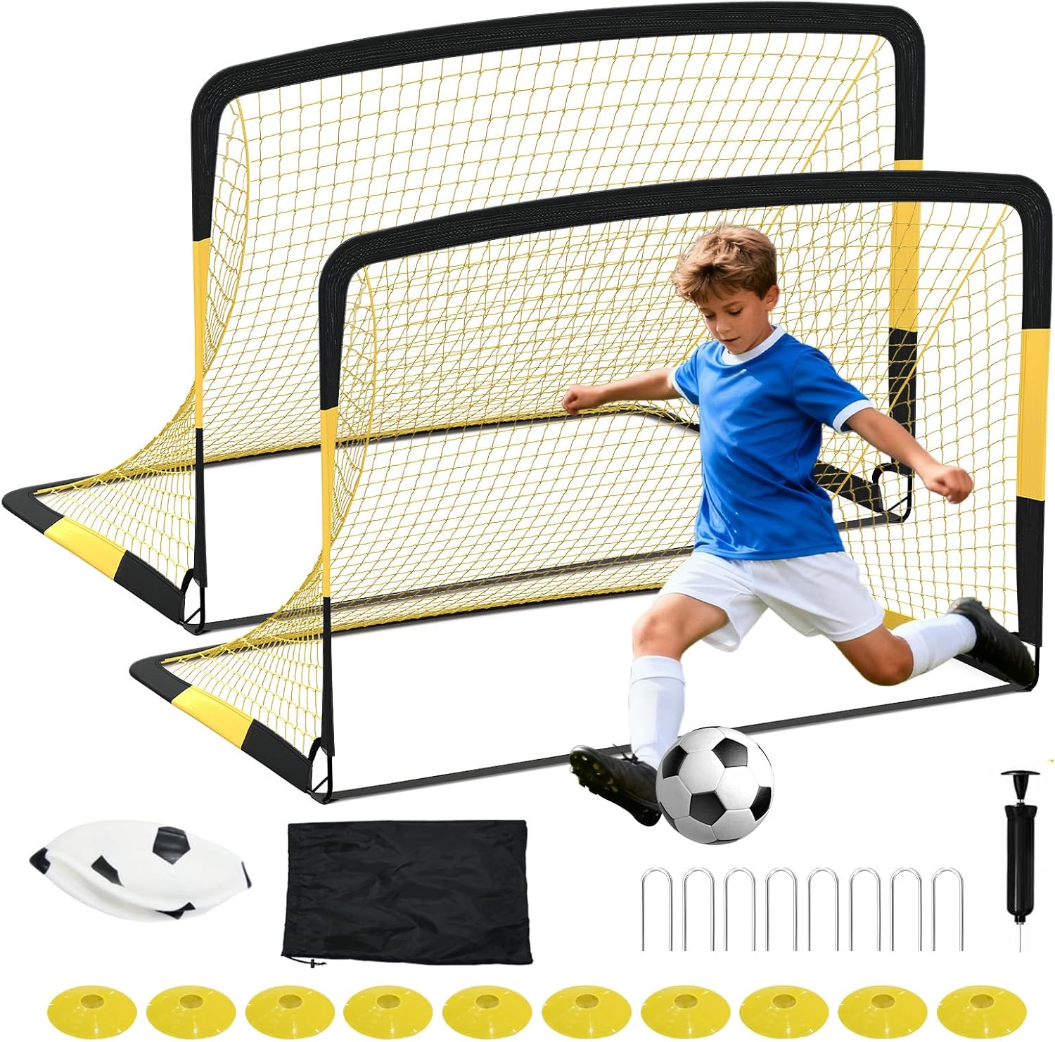 Garvee Soccer Goal Nets for Backyard Training Portable Soccer Practice ...