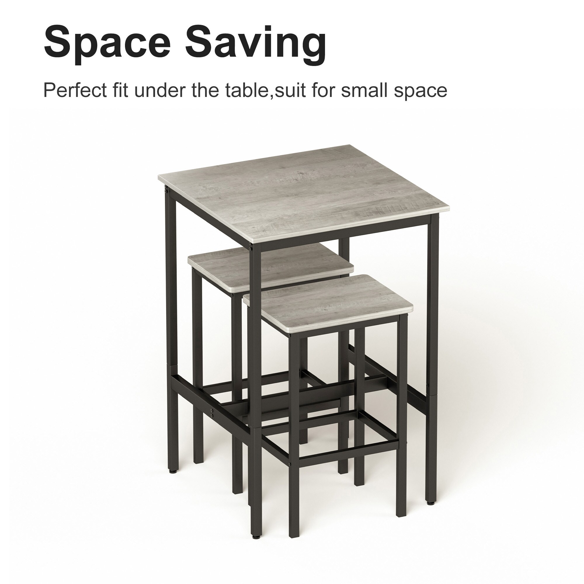 Sumyeg Square Bar Table with 2 Bar Chairs Particle Board Contemporary ...