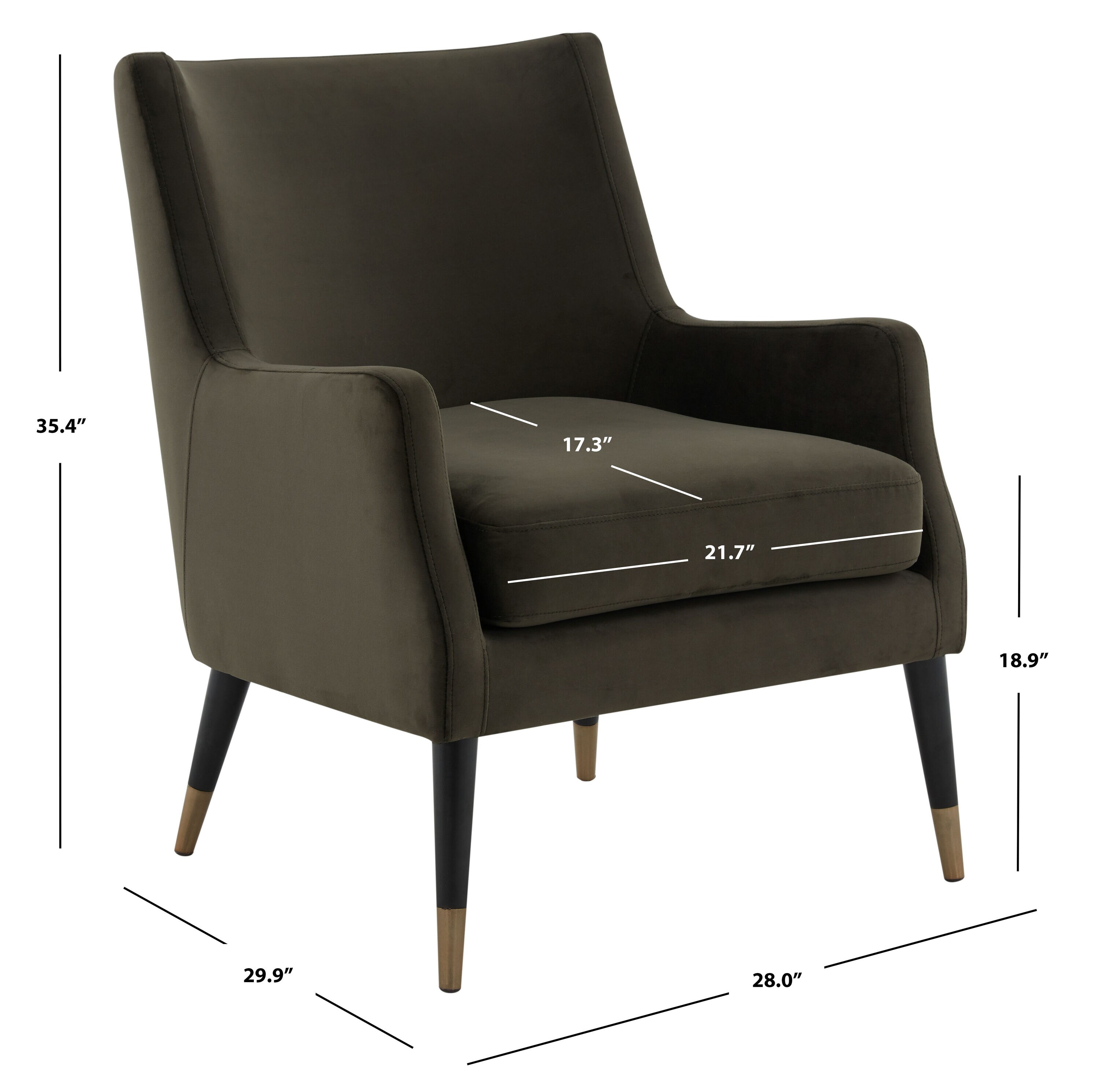 Safavieh Sicily Modern Style Velvet Arm Chair/Shale/Antique Brass in ...