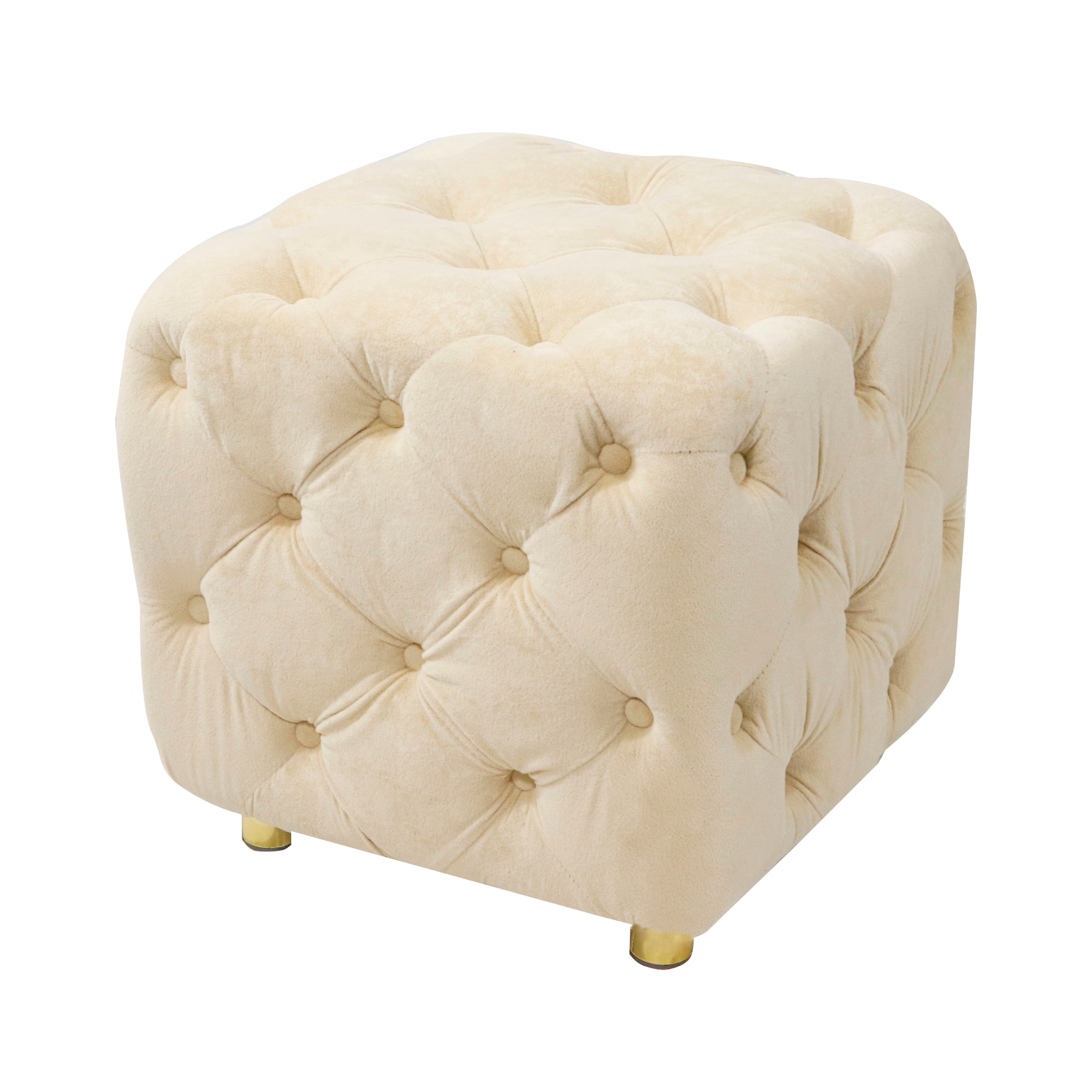 LOVMOR Beige Modern Velvet Upholstered Ottoman Exquisite Small End ...