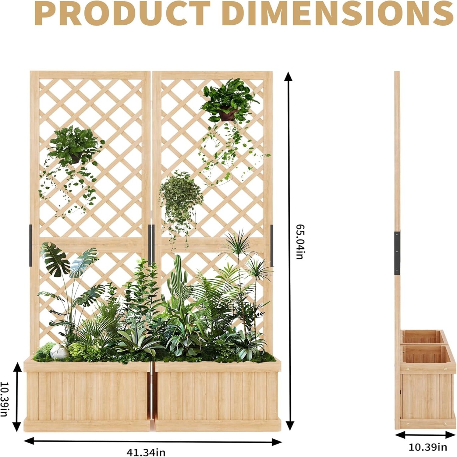 Garvee 2-Panel Outdoor Privacy Screen with Planter Box and Trellis ...