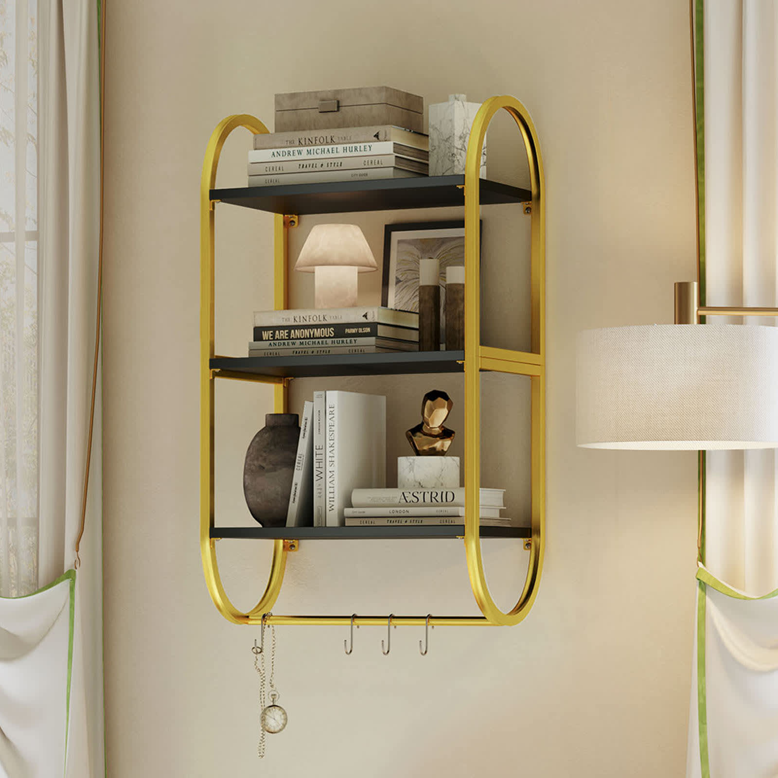 Bestier 15.98-in W Black Floating Shelves for Wall 3 Tier Wall Shelves ...