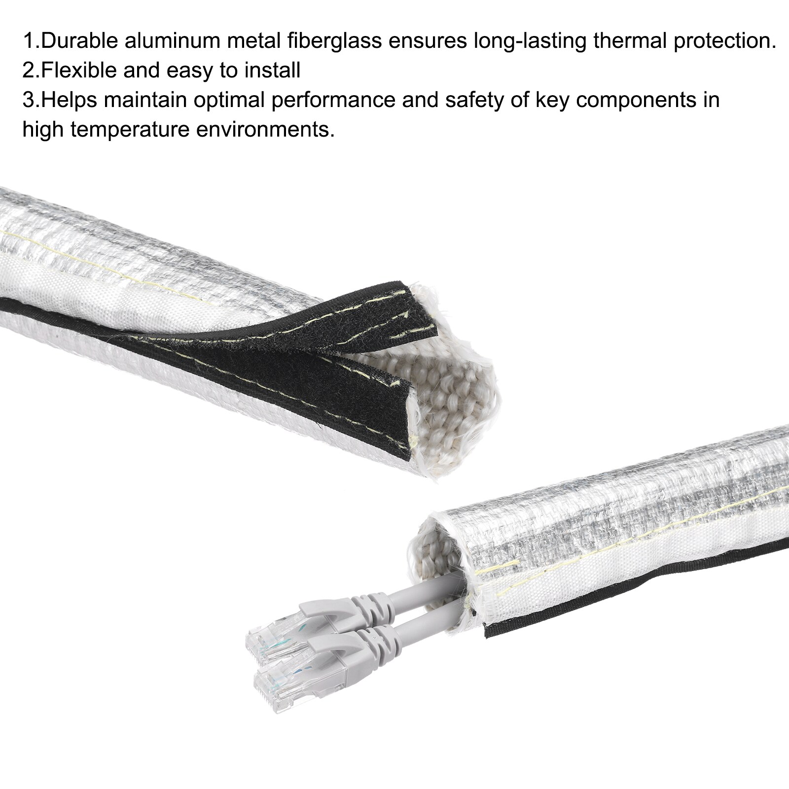 Unique Bargains 1.5mm Heat Shroud Aluminized Sleeving 2 Inch ID x 3.2FT ...