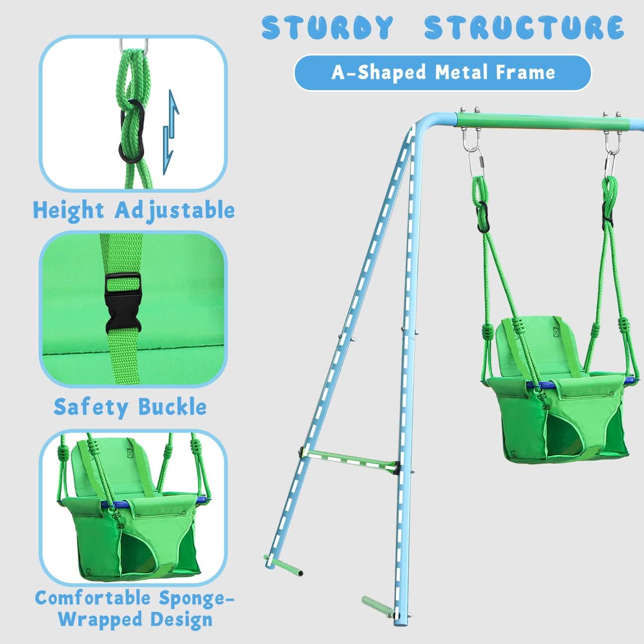 JYGOPLA 2 in 1 Toddler Swing Set Outdoor Swing for Kids 6 Months up ...