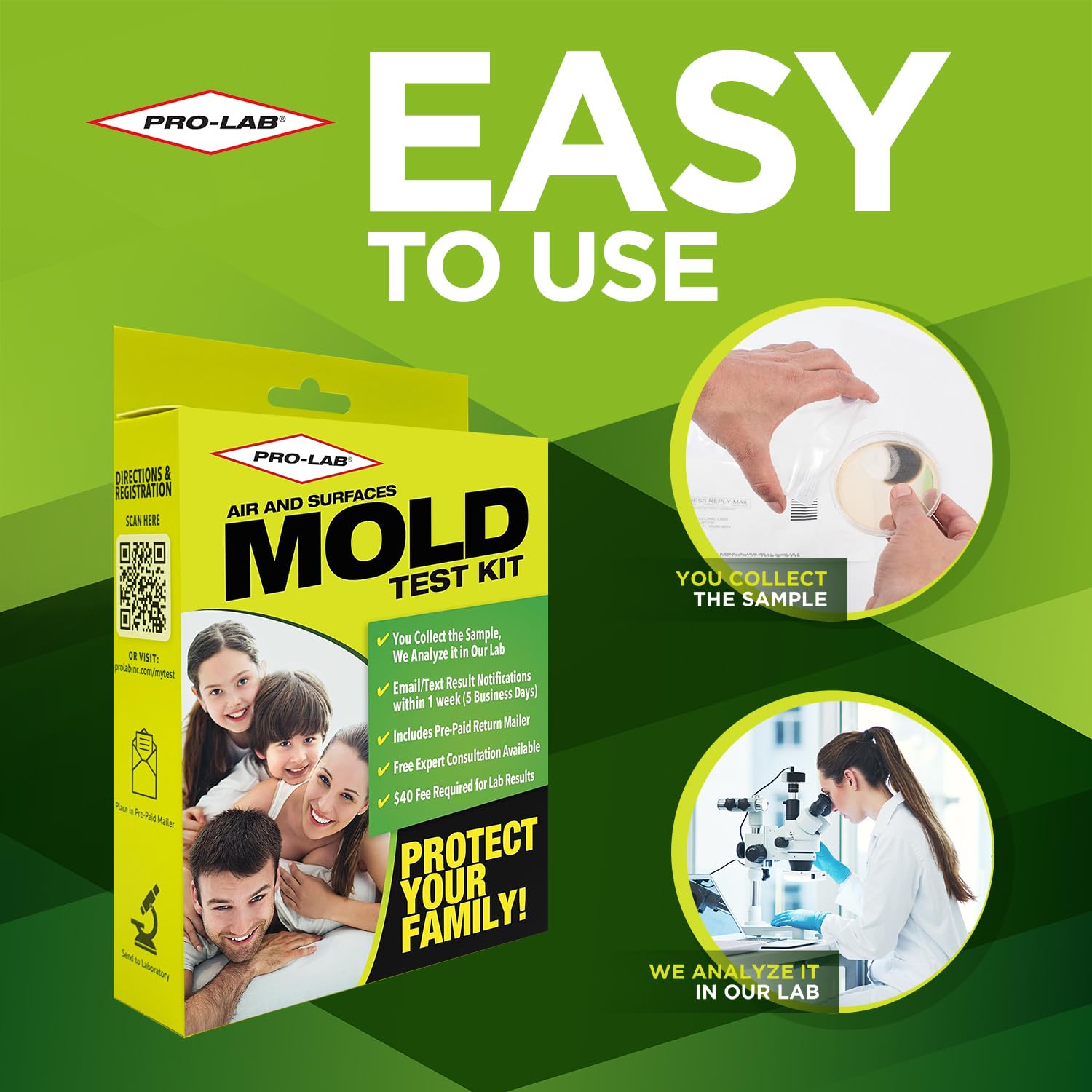 PRO-LAB DIY Mold Test Kit for Home Air Surface Testing with Pre-Paid ...