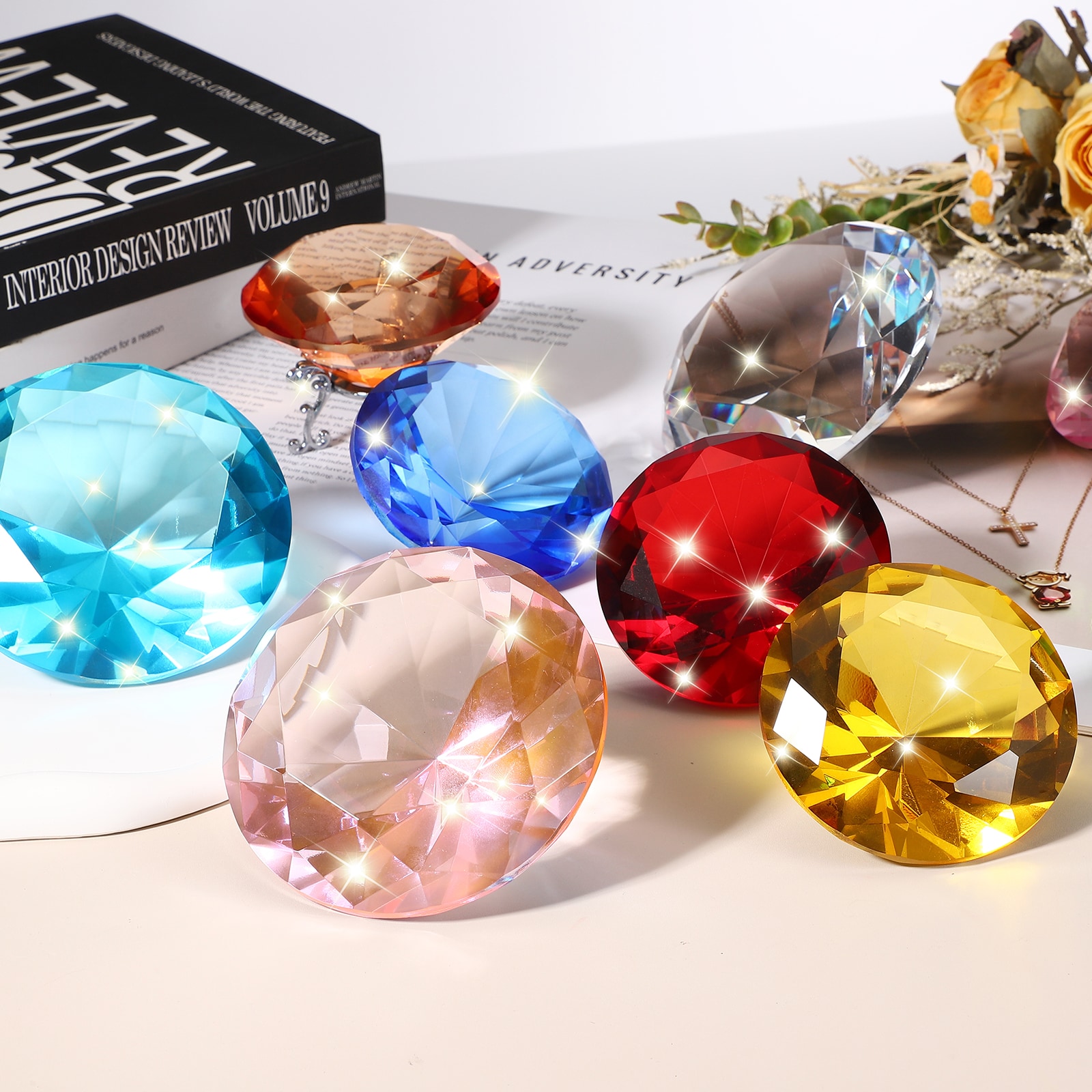 PATIKIL Diamond Crystal Paperweight 100mm / 3.94 Inch Crystal ...