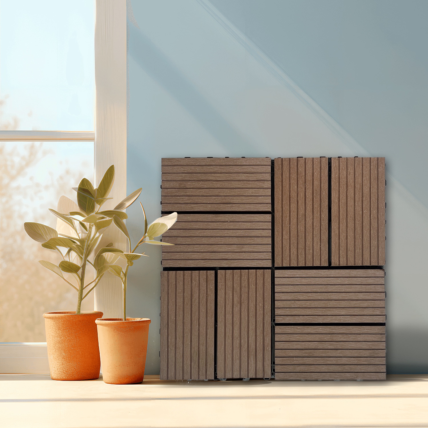 LOVMOR 20pcs 12x12in Wood Plastic Composite Deck Tiles Rust Water ...