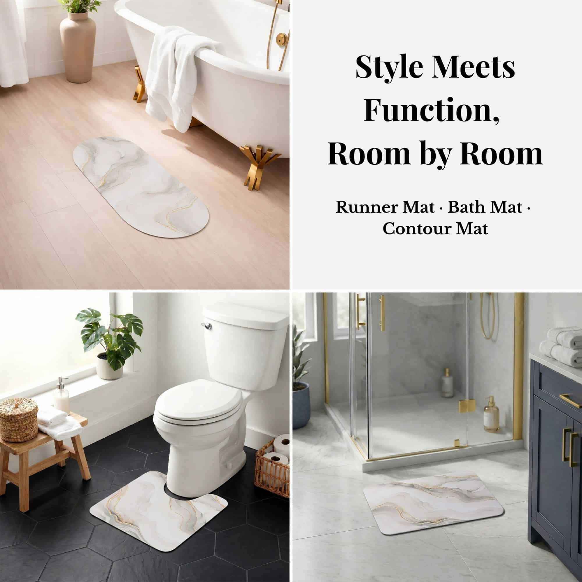 EVIDECO FRENCH HOME GOODS 18 x 40-in Marble Vein 3-Piece Bath Mat Set ...