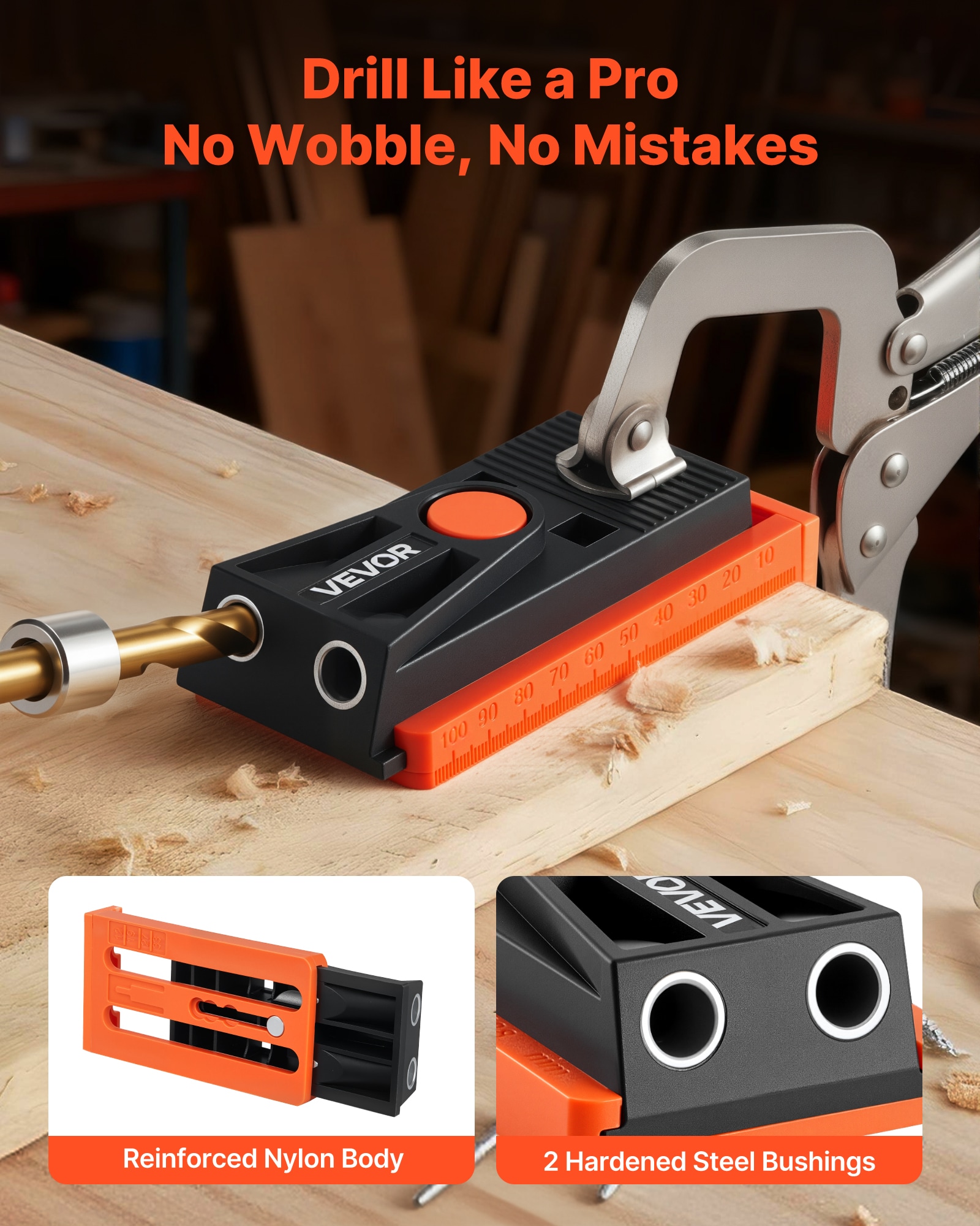 VEVOR Pocket Hole Jig Kit. 1/2 to 1-1/2 in Adjustable. Mini Jig Pocket ...