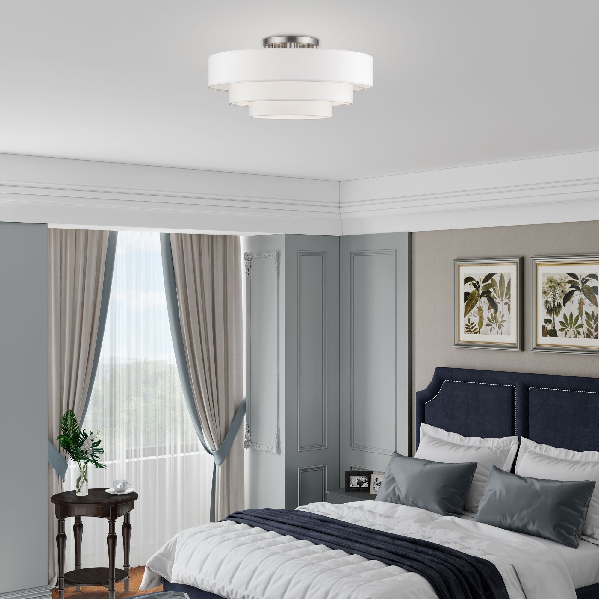 Livex Lighting 50309-91 Manorwood 5 Light 28 inch Brushed Nickel Semi ...