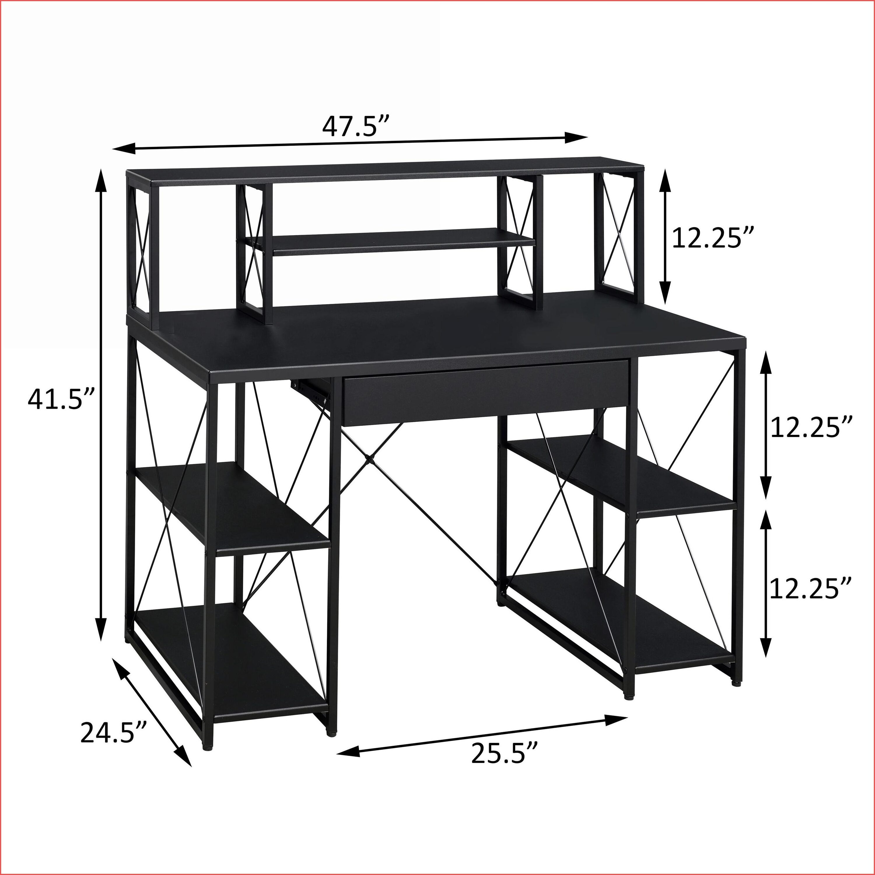SunJet Desks Modern Recording Studio Desk with Open Shelves Hutch ...