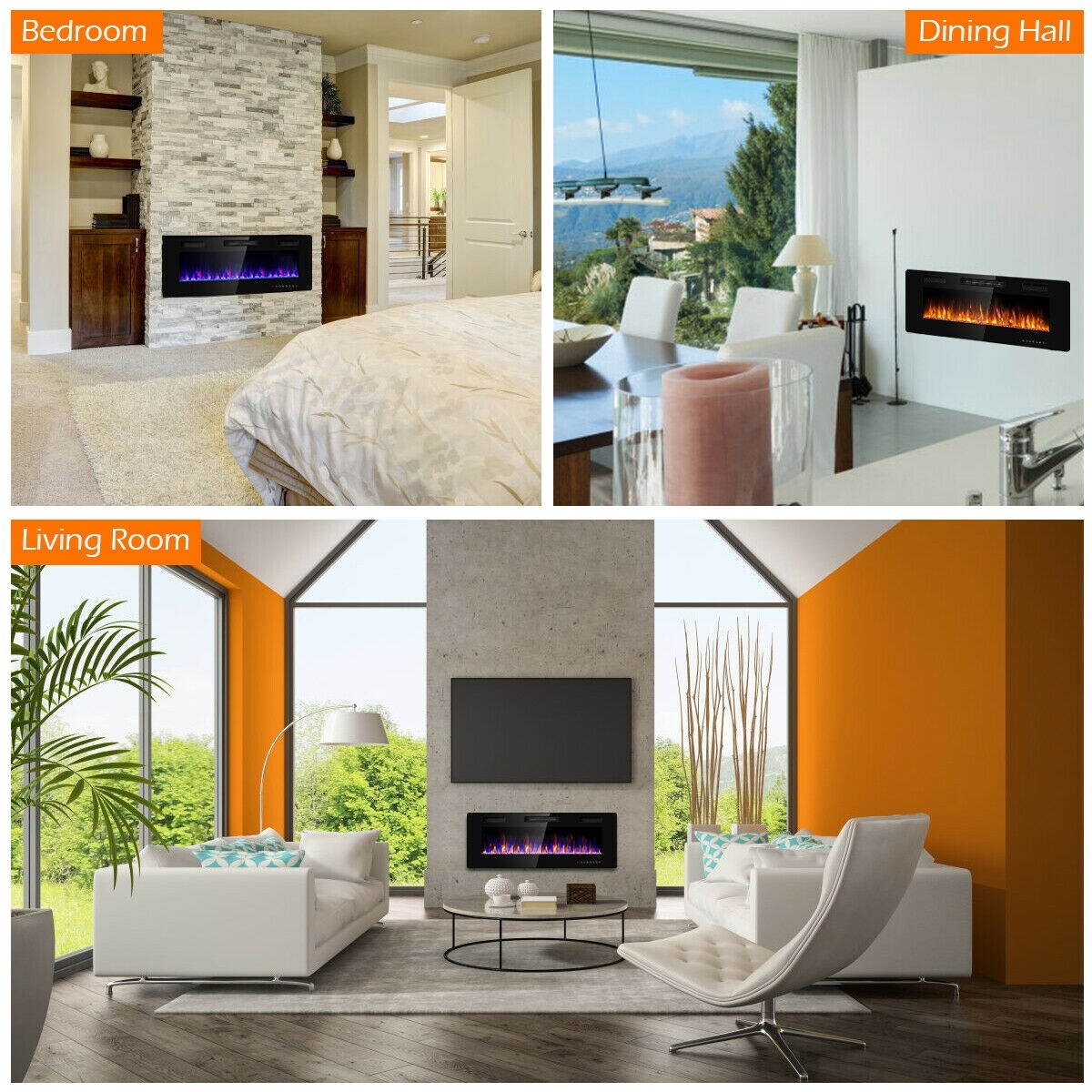 Slickblue 50-Inch Black Wall-Mounted Recessed Heater - Living Room ...