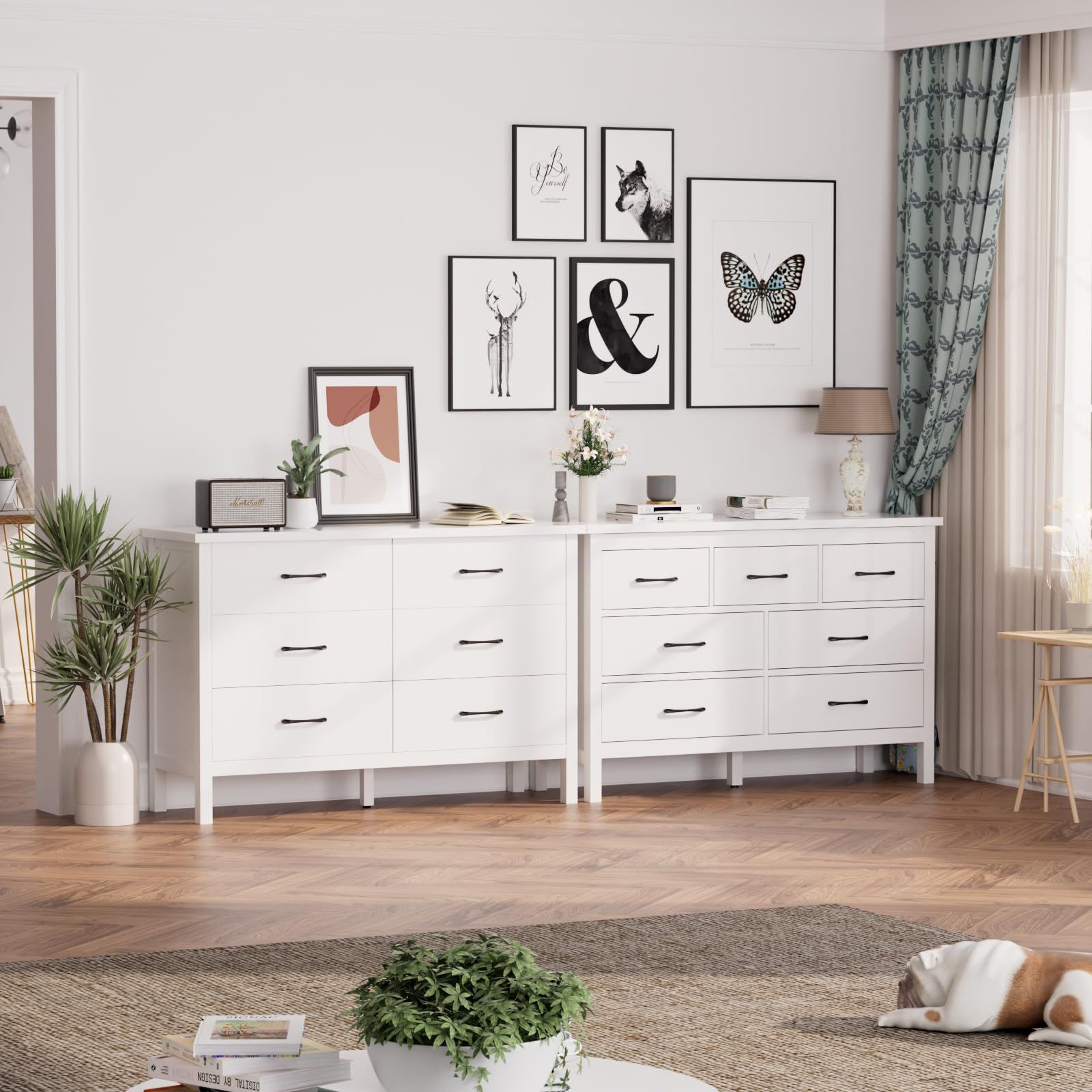 JUSHUA 7 Drawer Dresser for Bedroom Storage Cabinet With Metal Handles ...