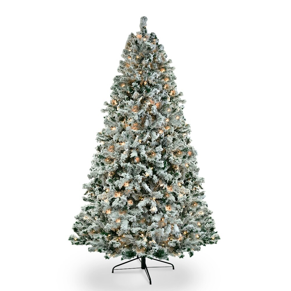 Upsimples 6FT Flocked Artificial Christmas Tree 1202 PVC Branches ...