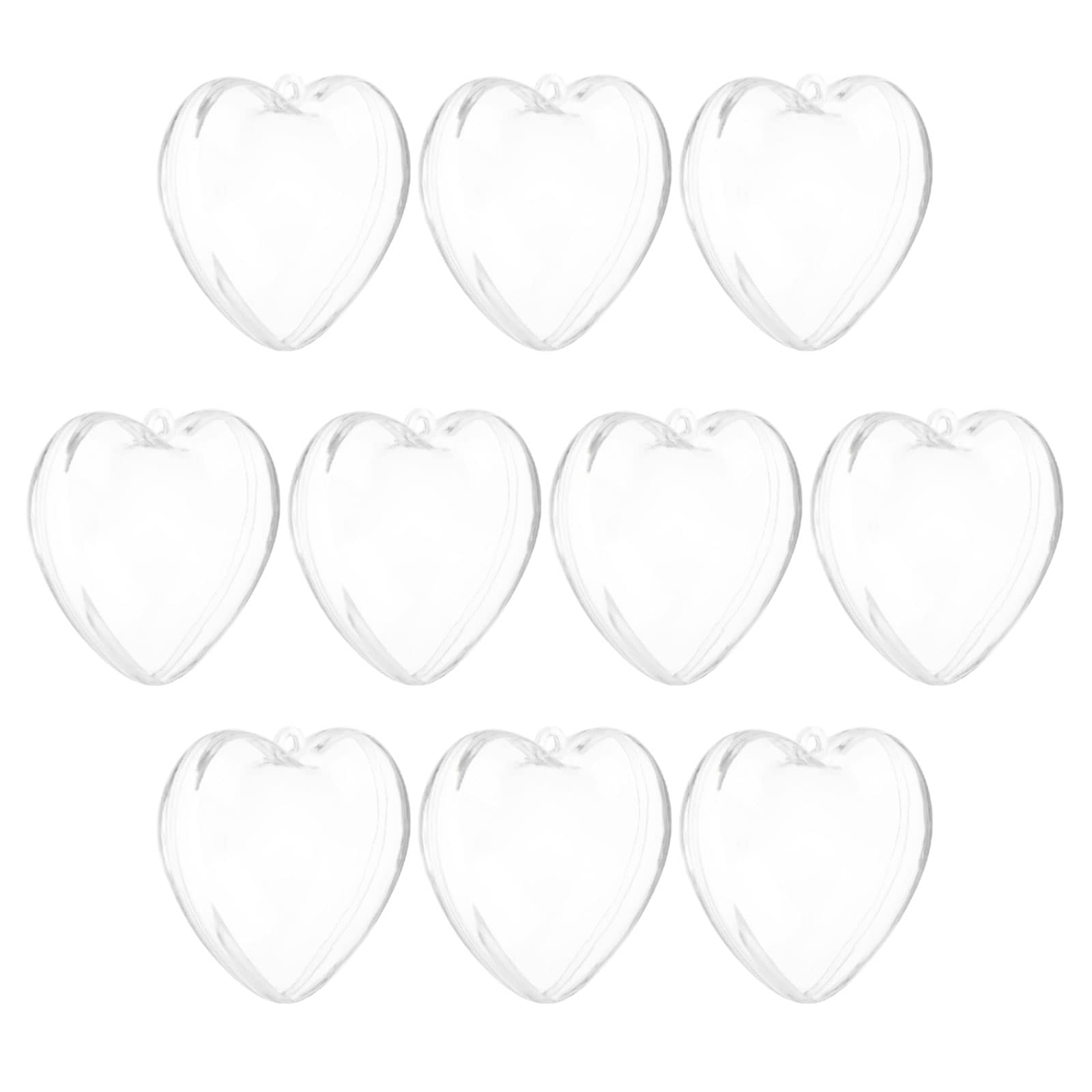 Unique Bargains 10pcs Clear Fillable Heart Ornament 2.4 Inch Hanging ...