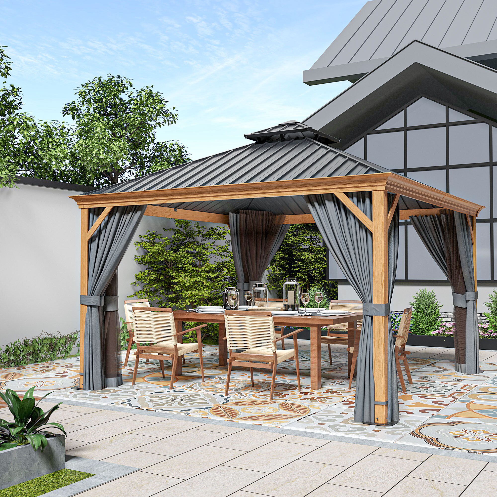 12-ft x 12-ft Gray Solarium with Hardtop Roof in the Gazebos department ...