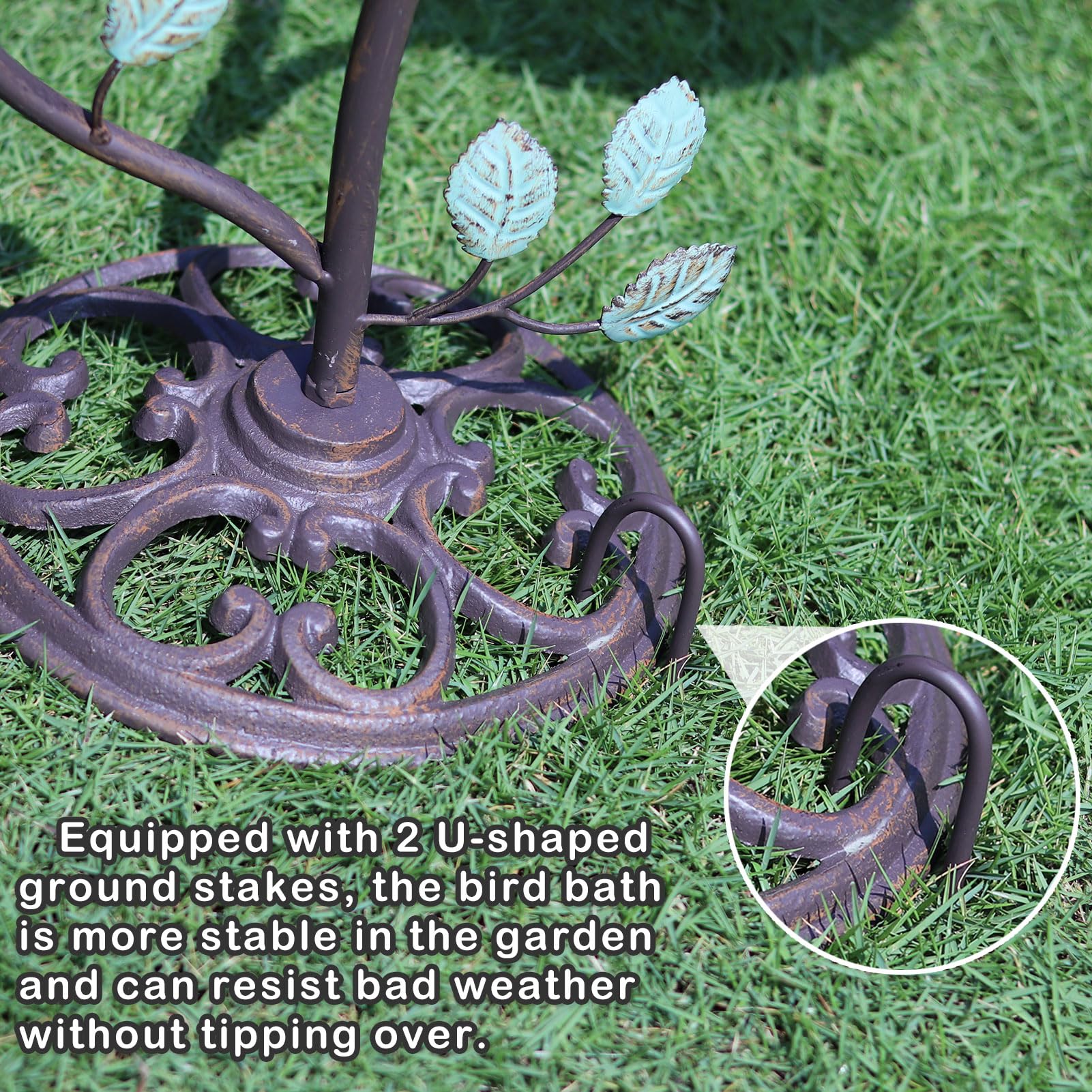Aoibox 38 in Cast Iron Pedestal Bird Bath 3 in 1 Outdoor Birdbaths with ...