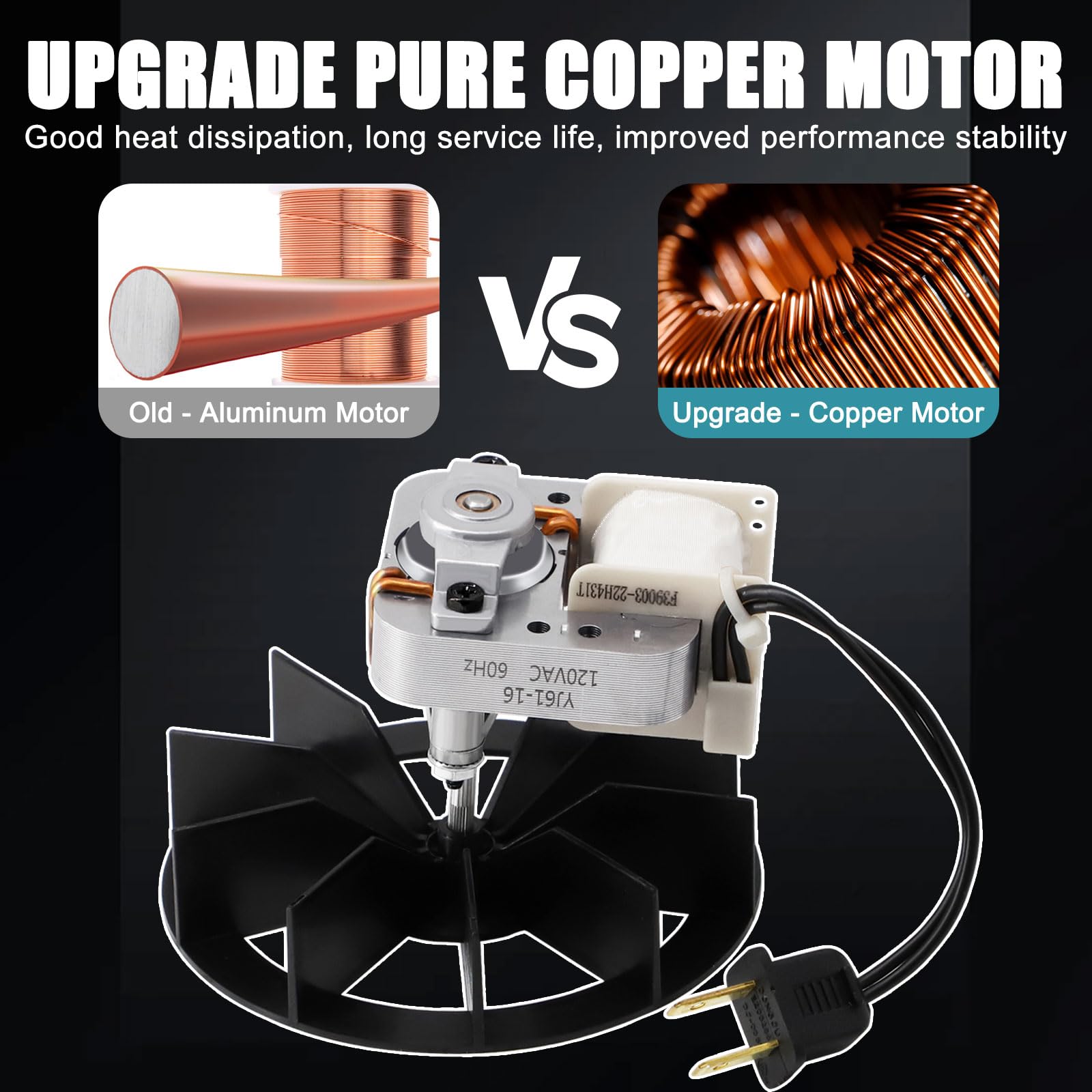 Numhew 3/16in x 1 7/16in Shaft 2-Prong Plug 50CFM Clockwise Pure Copper ...